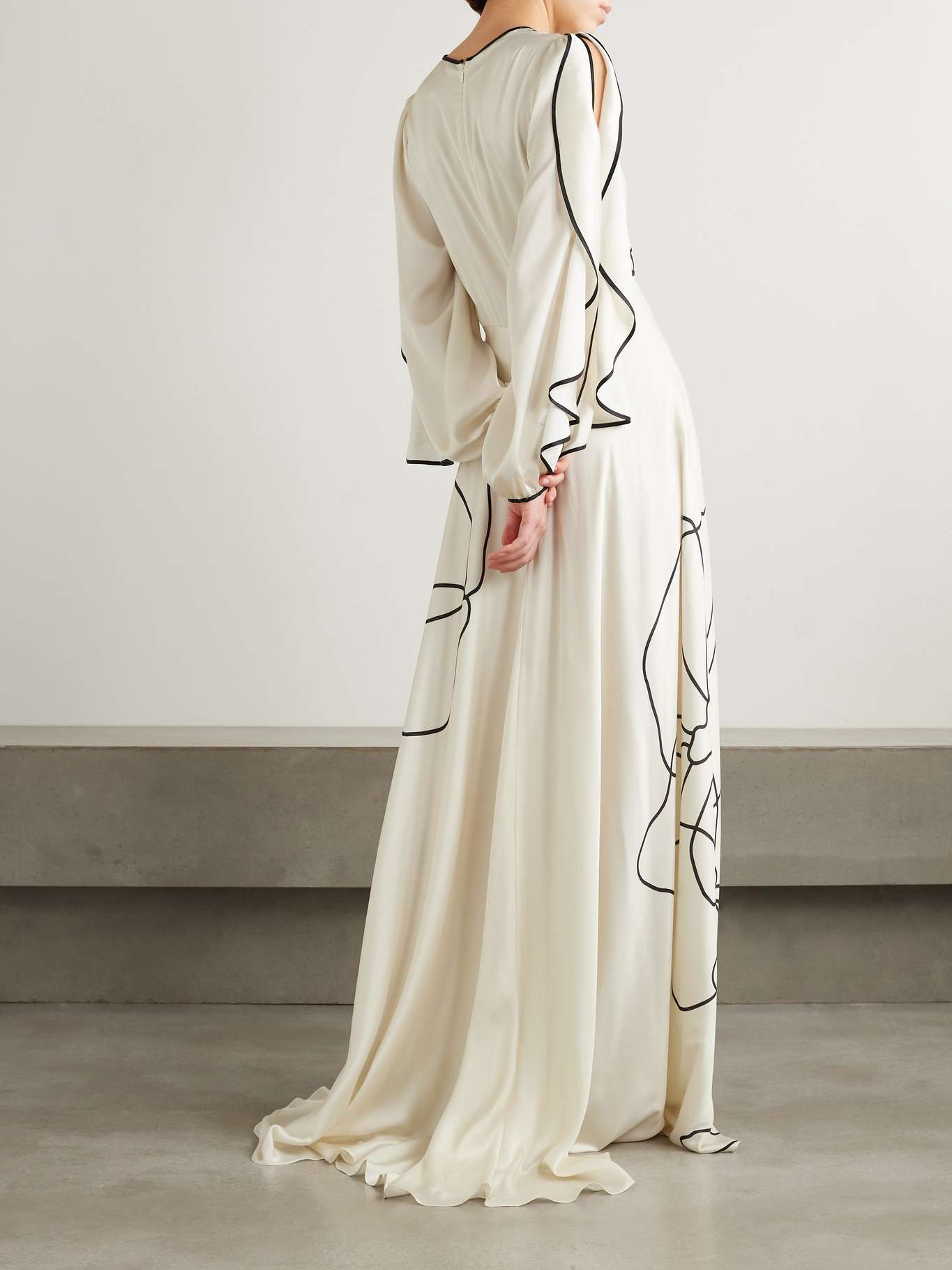 COSTARELLOS Priela ruffled floral-print satin gown | NET-A-PORTER