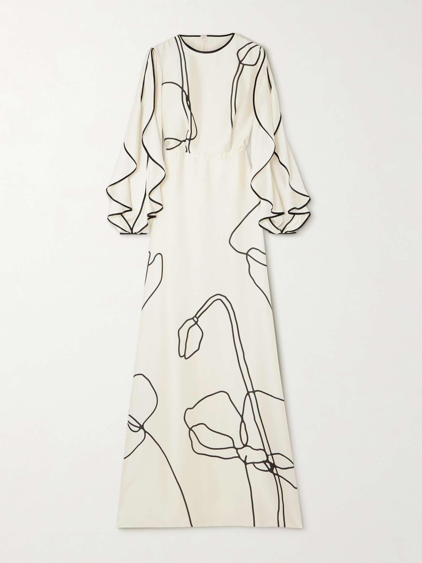 COSTARELLOS Priela ruffled floral-print satin gown | NET-A-PORTER