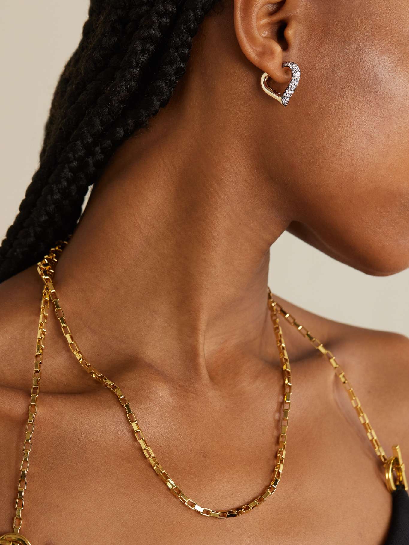 LUCY DELIUS Chubby Love rhodium-plated diamond hoop earrings | NET-A-PORTER