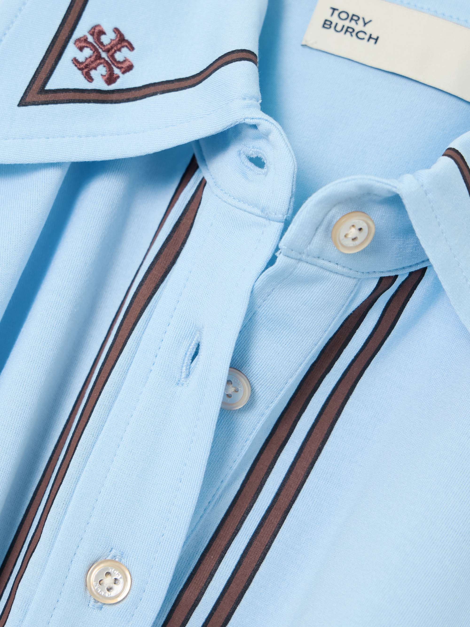 TORY SPORT Embroidered contrast-tipped cotton-jersey polo shirt | NET-A ...