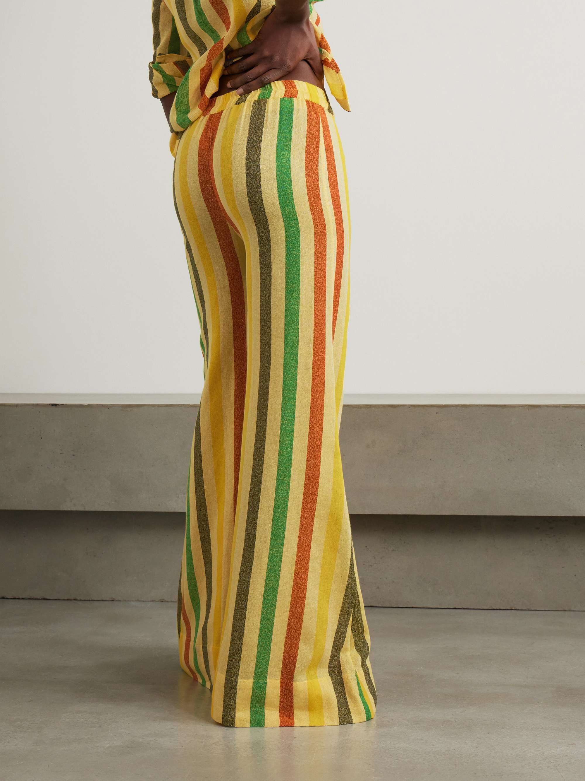 SUZIE KONDI Elira striped cotton-gauze wide-leg pants | NET-A-PORTER