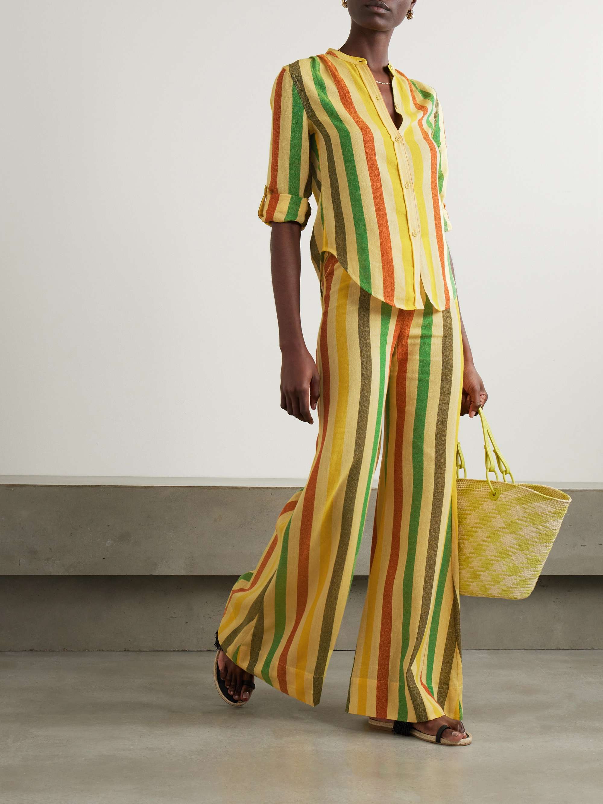 SUZIE KONDI Elira striped cotton-gauze wide-leg pants | NET-A-PORTER