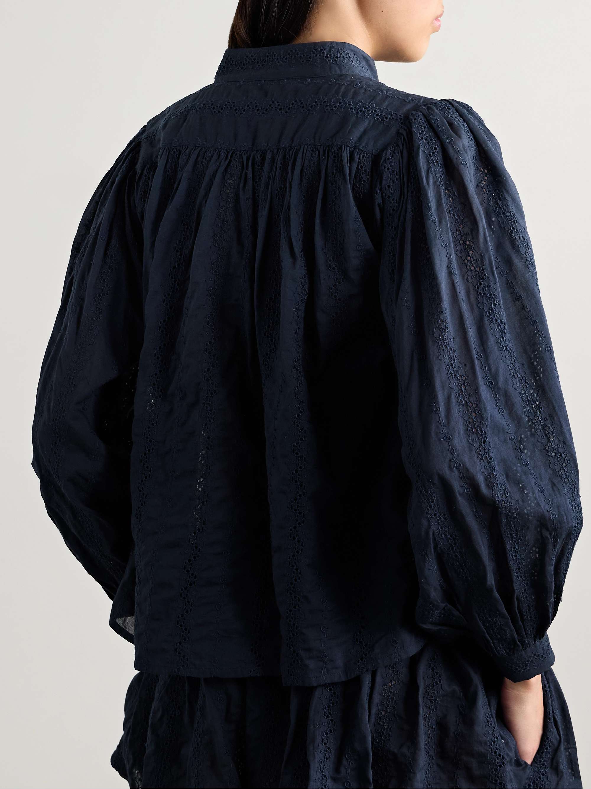 SUZIE KONDI Kaprico gathered broderie anglaise cotton blouse | NET-A-PORTER