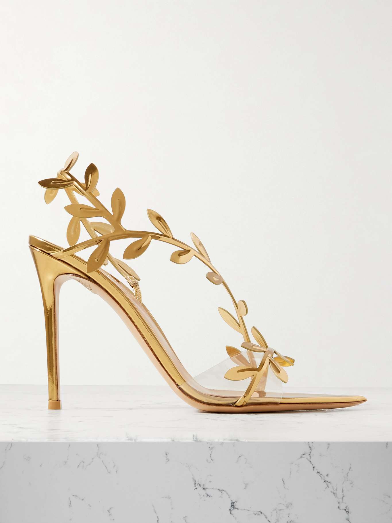 GIANVITO ROSSI Flavia 150 metallic leather and PVC slingback sandals ...