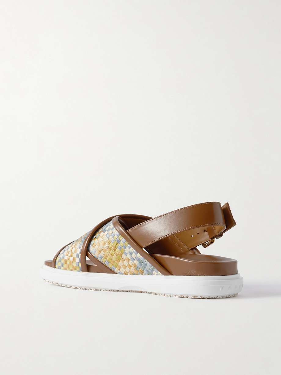 MARNI Fussbett raffia and leather slingback sandals | NET-A-PORTER