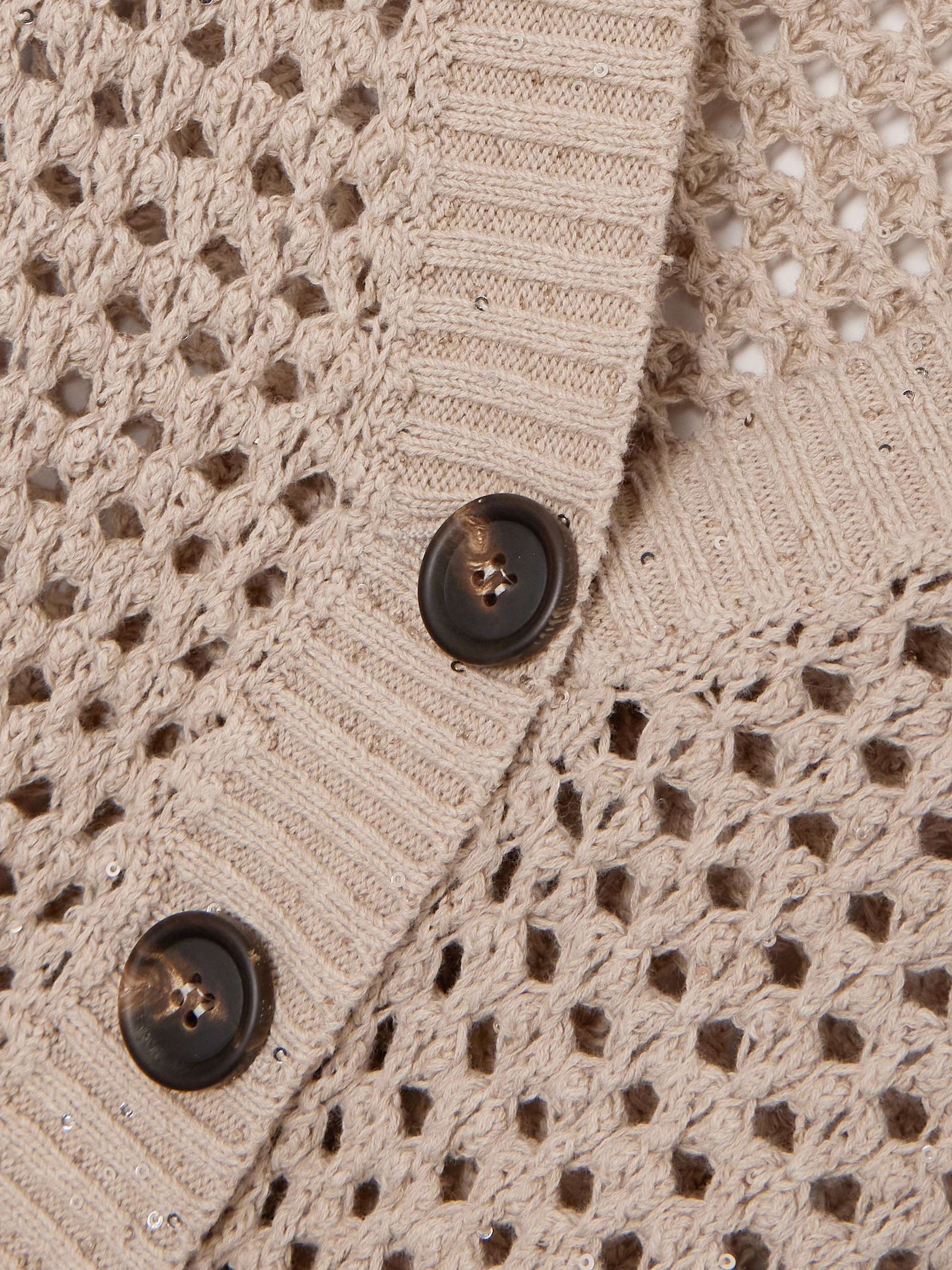 BRUNELLO CUCINELLI Sequin-embellished open-knit cotton-blend cardigan | NET-A-PORTER