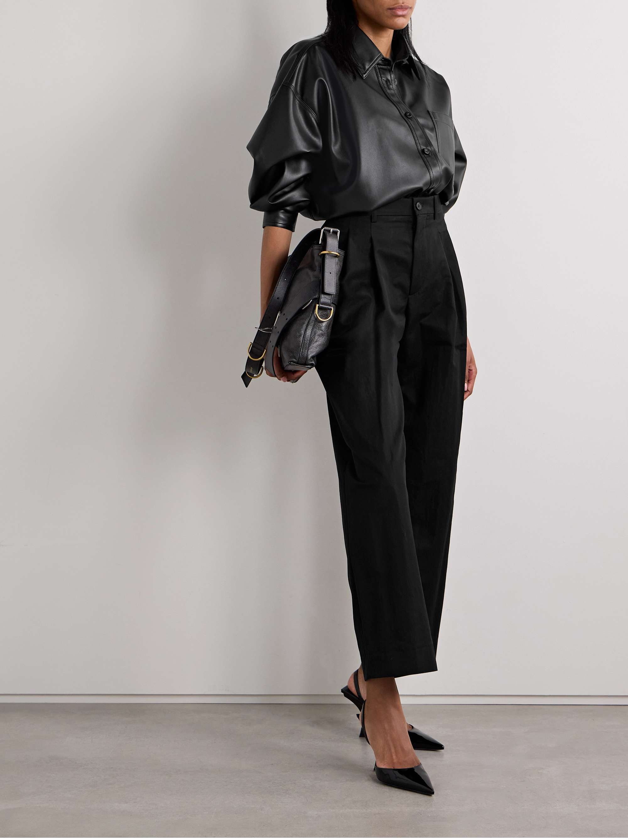 WARDROBE.NYC Pleated cotton-blend twill wide-leg pants | NET-A-PORTER