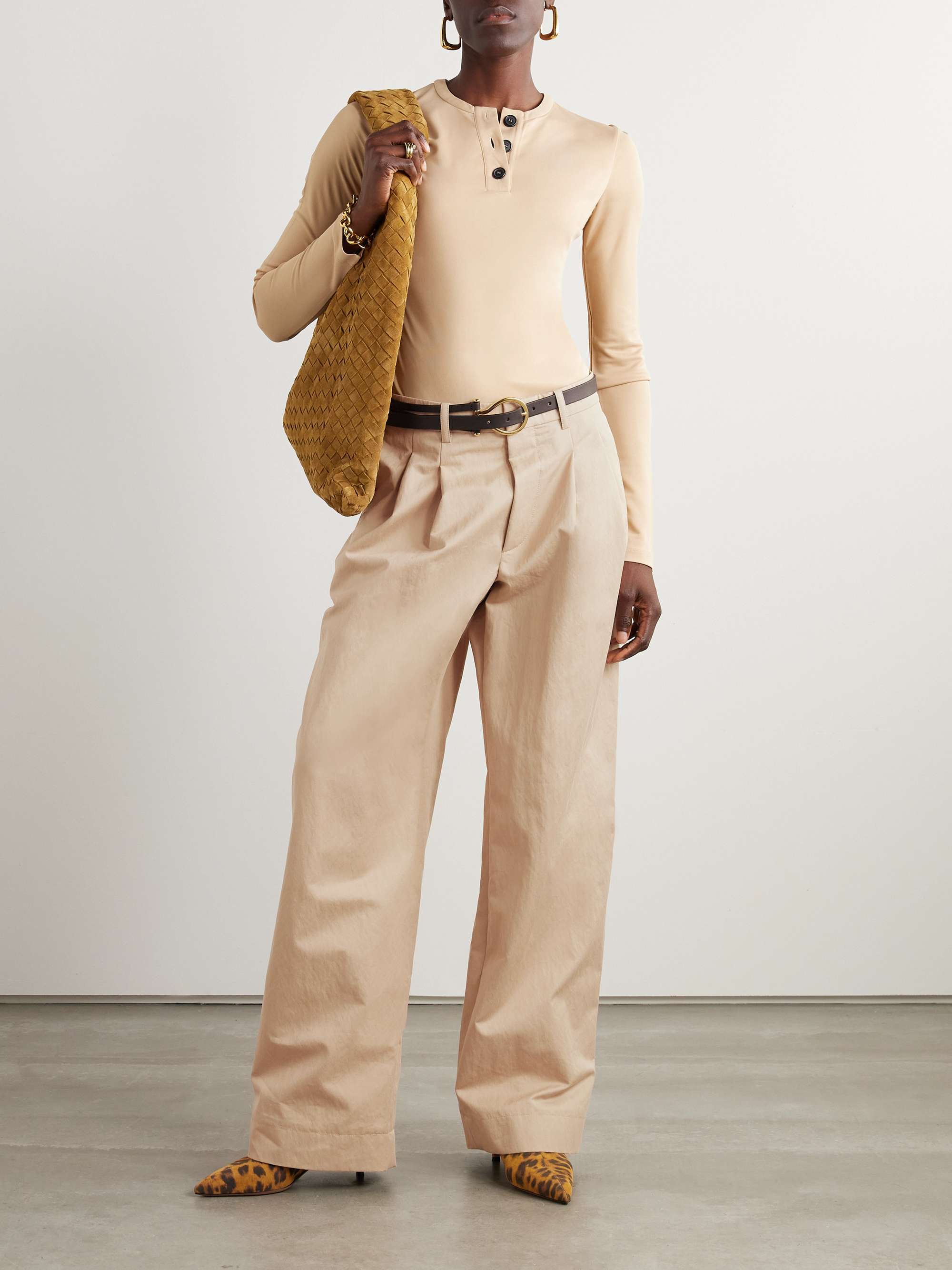 WARDROBE.NYC Pleated cotton-blend drill wide-leg pants | NET-A-PORTER