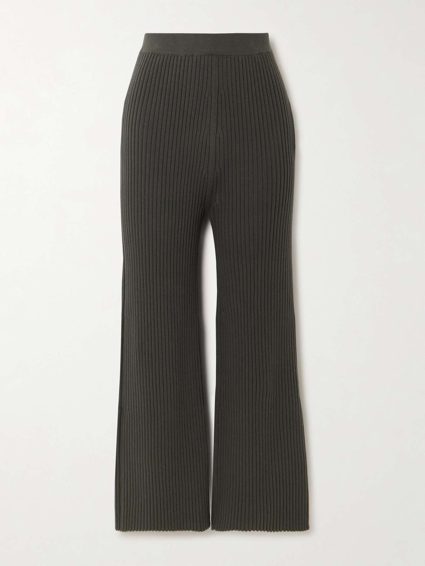LAUREN MANOOGIAN Column ribbed stretch-Pima cotton straight-leg pants ...