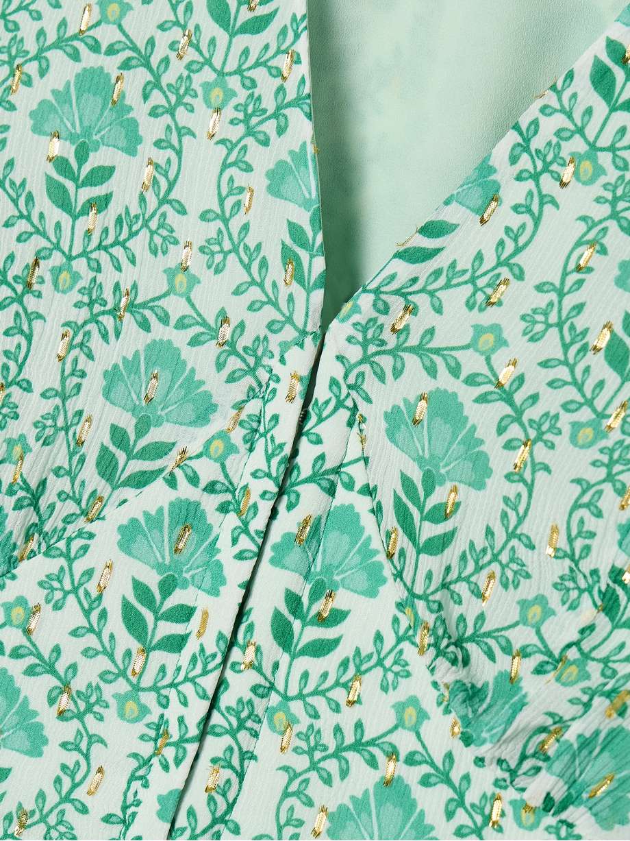 CEFINN Lotta ruffled metallic floral-print fil coupé crepon maxi dress ...