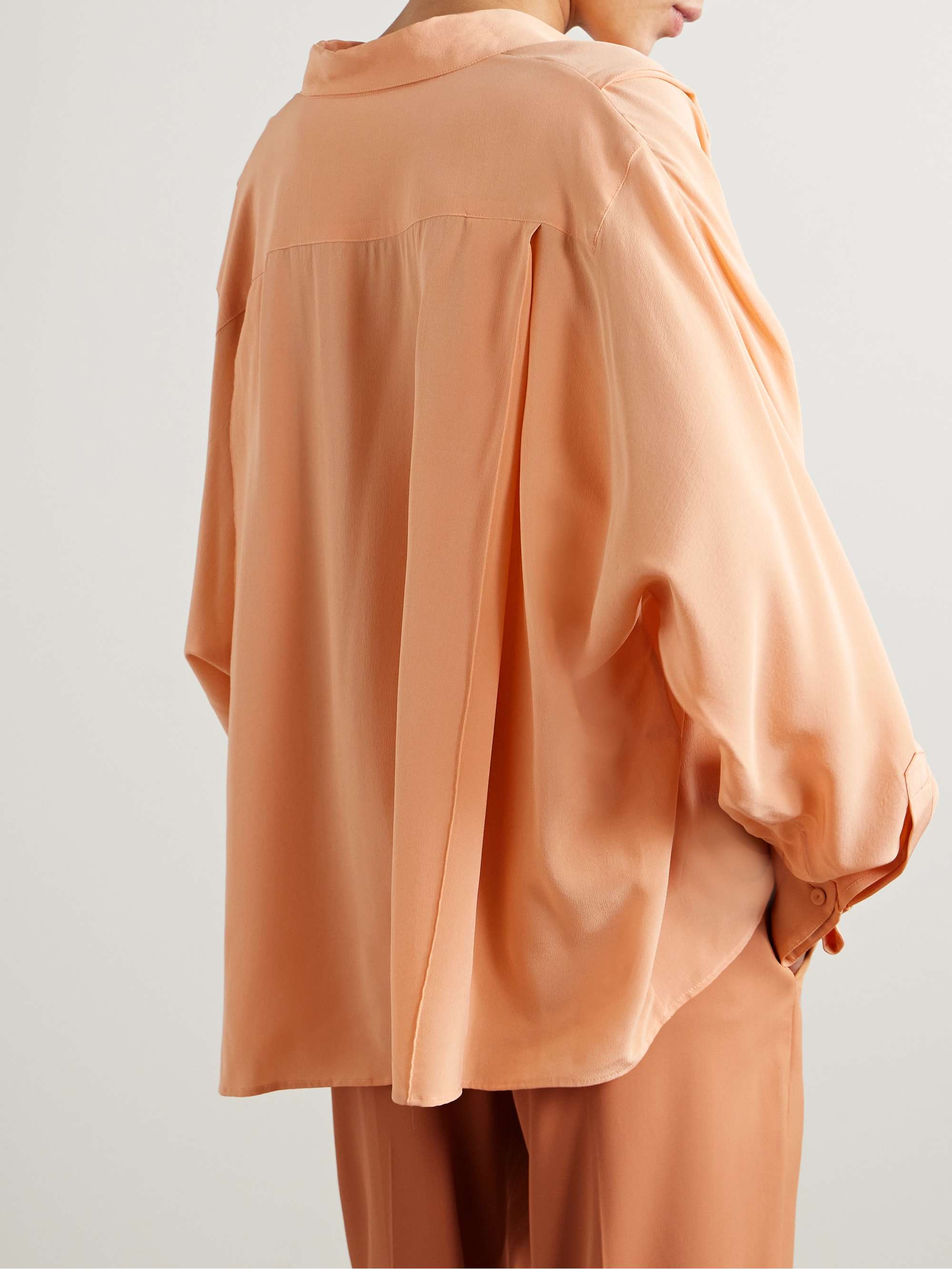 ANOTHER TOMORROW + NET SUSTAIN convertible pleated peace silk shirt ...