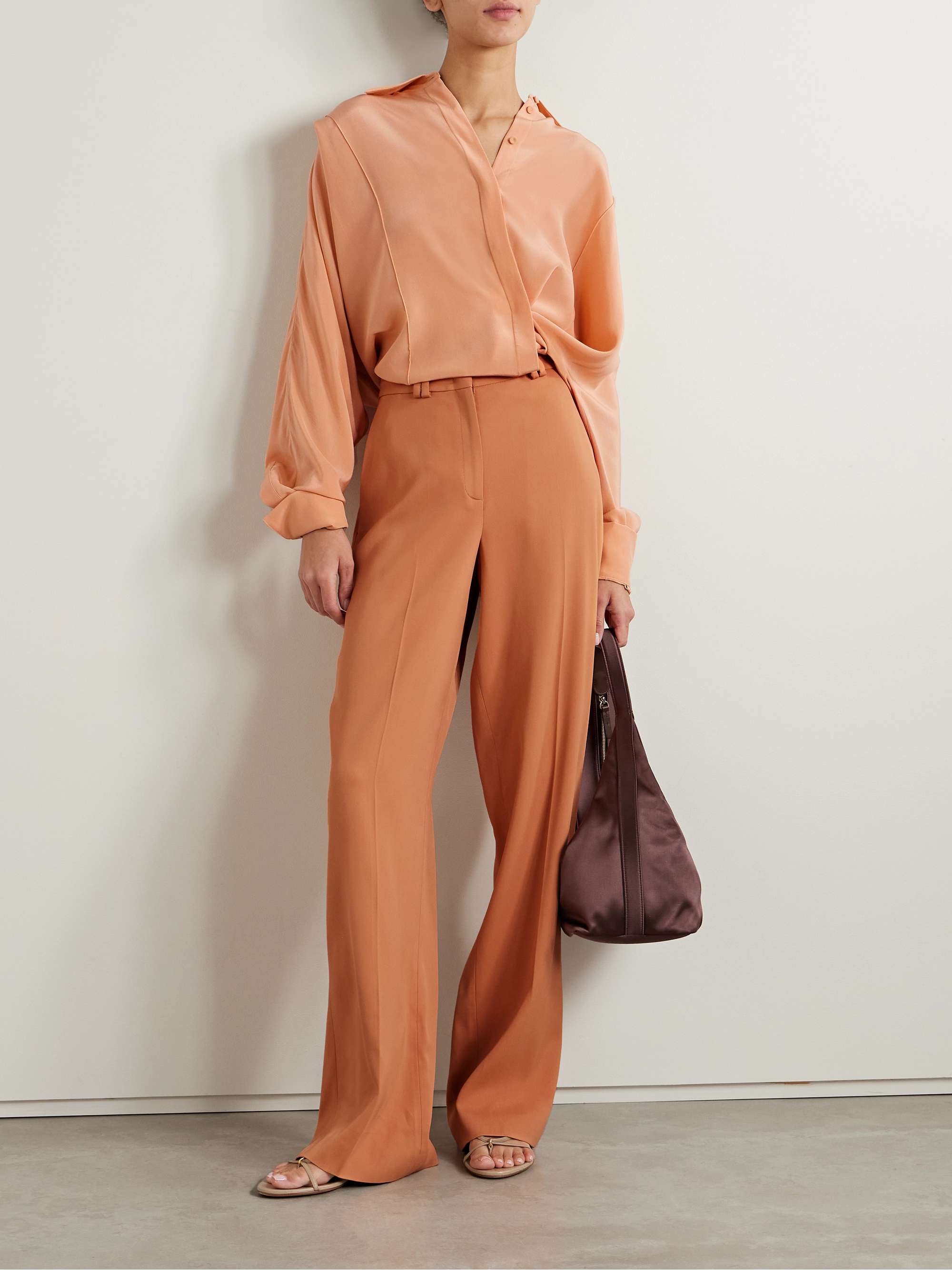 ANOTHER TOMORROW + NET SUSTAIN convertible pleated peace silk shirt ...