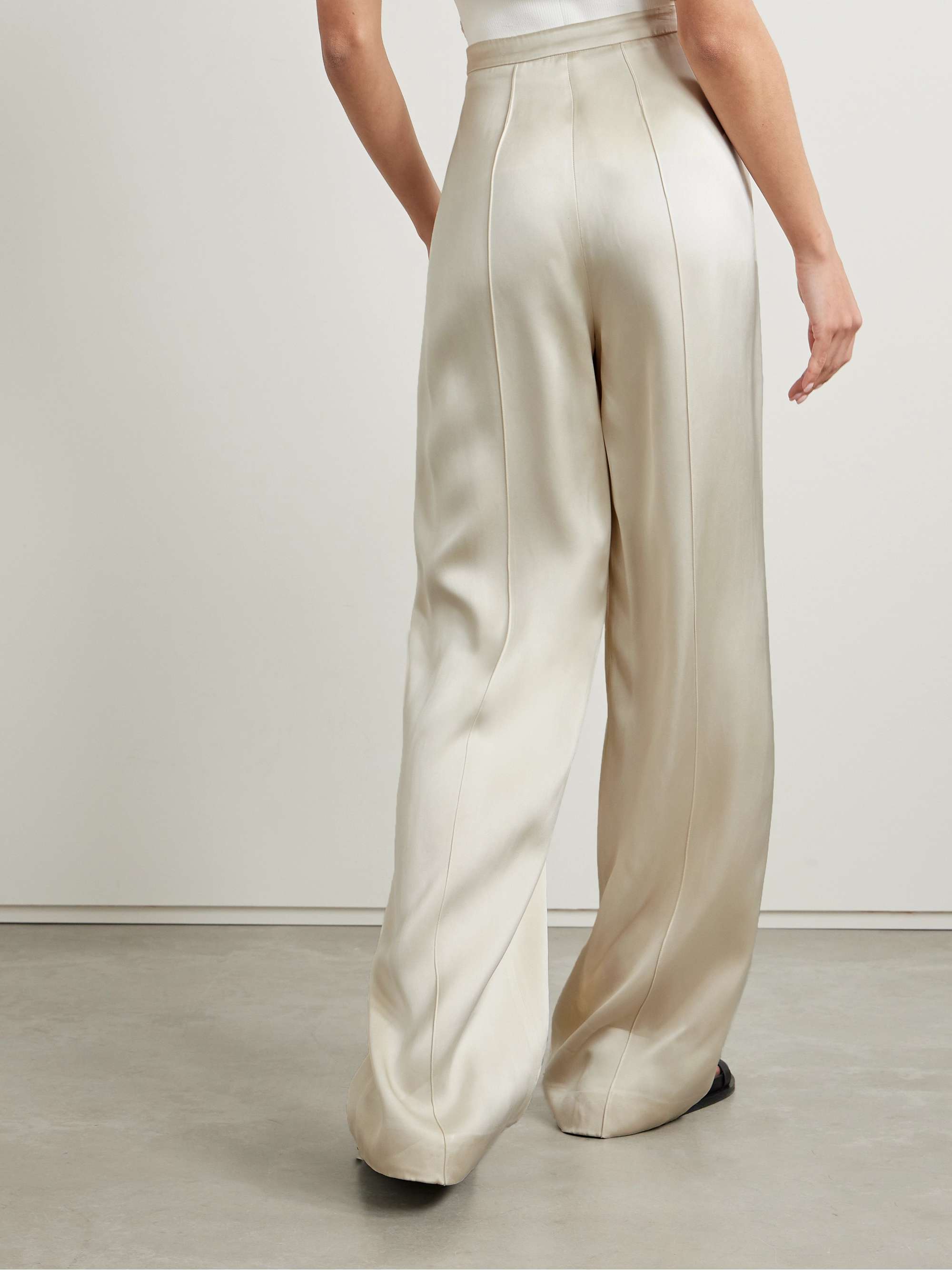 ANOTHER TOMORROW + NET SUSTAIN pintucked satin straight-leg pants | NET ...