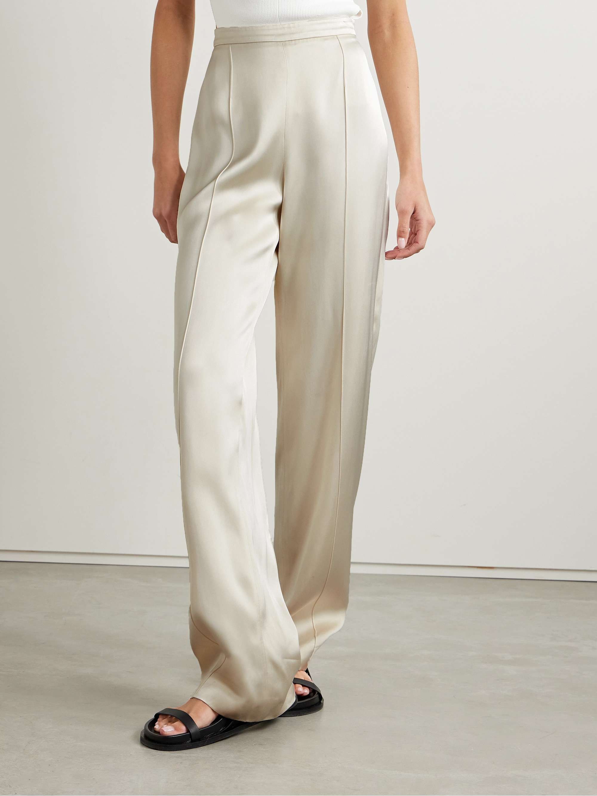 ANOTHER TOMORROW + NET SUSTAIN pintucked satin straight-leg pants | NET ...
