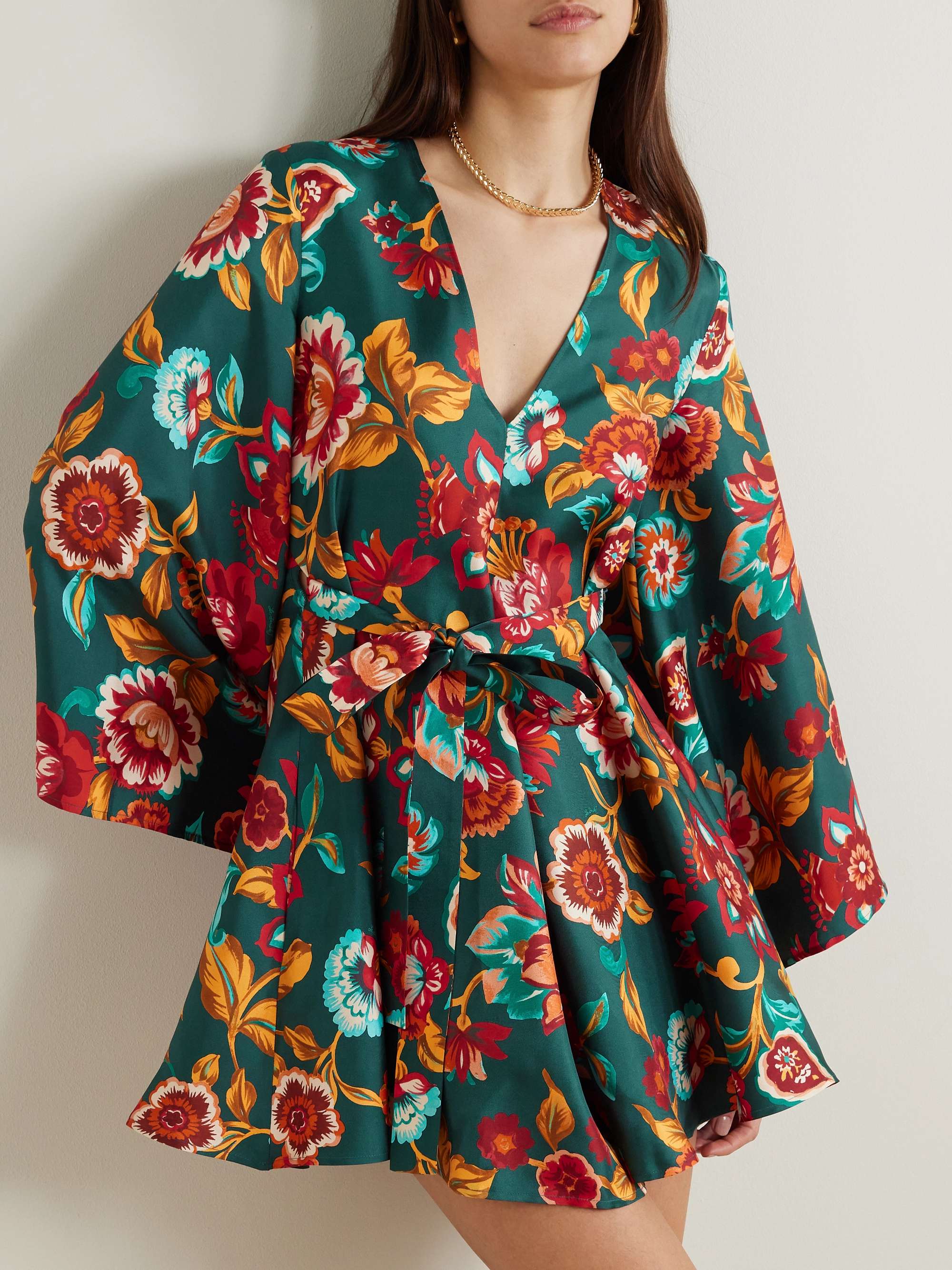 LA DOUBLEJ Magnifico belted floral-print silk-twill mini dress | NET-A ...