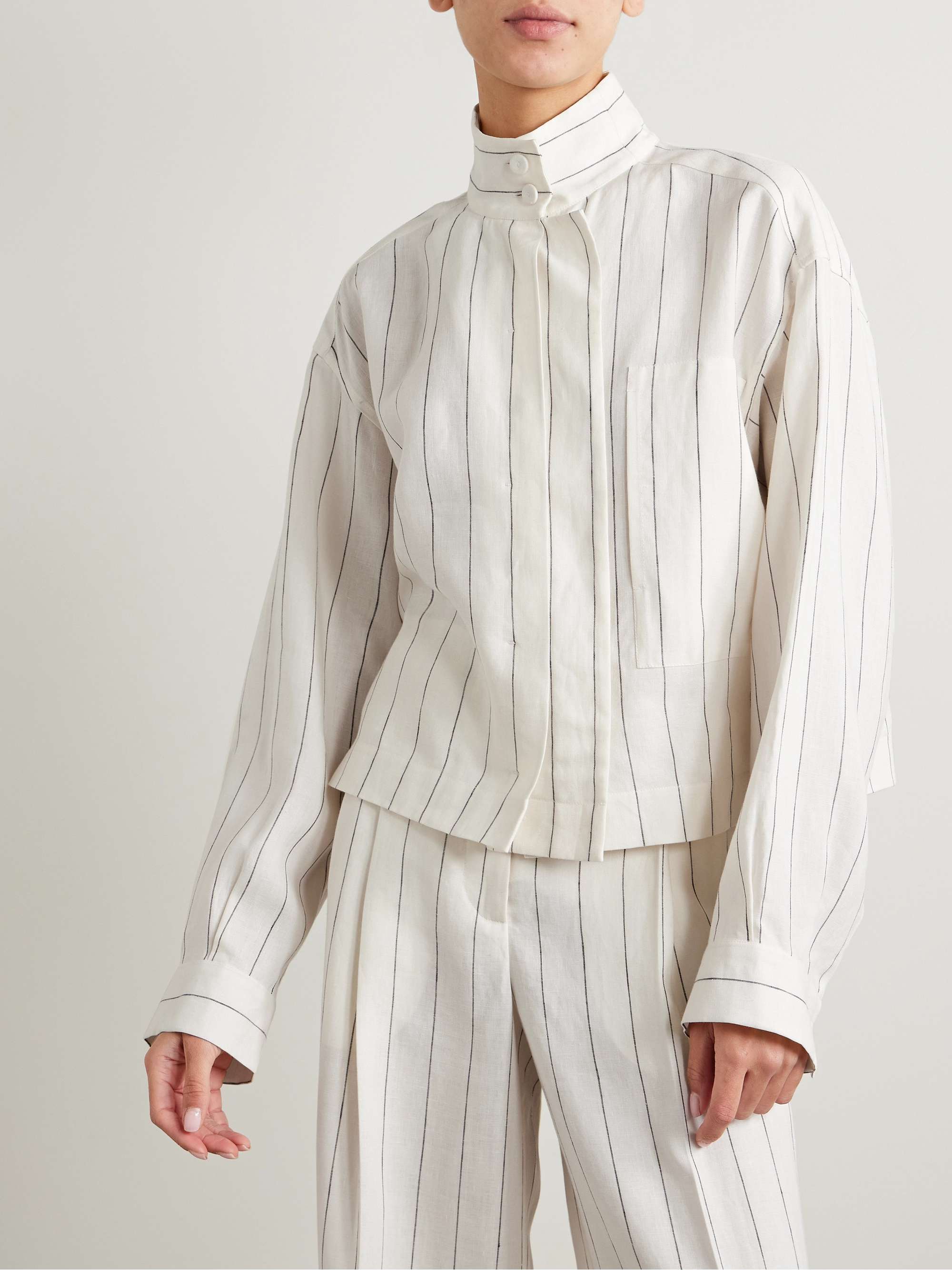 ANOTHER TOMORROW + NET SUSTAIN pinstriped linen shirt | NET-A-PORTER