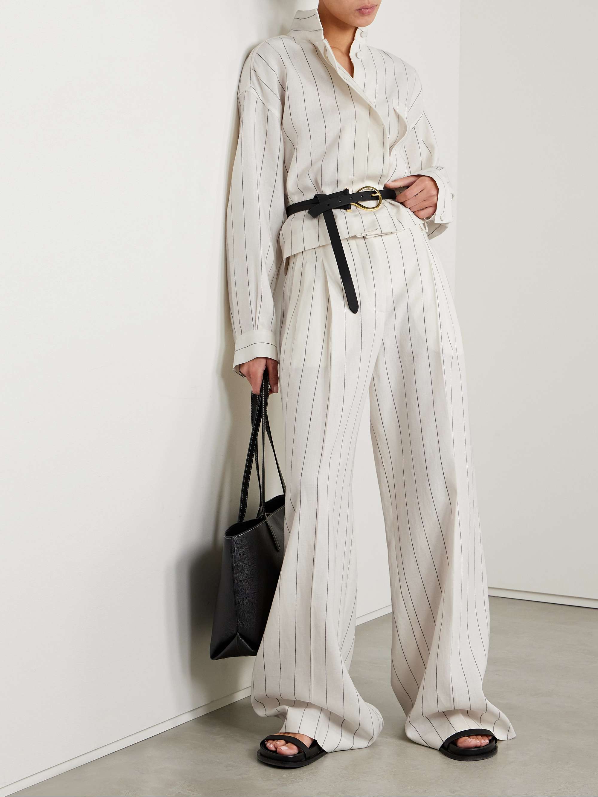 ANOTHER TOMORROW + NET SUSTAIN pinstriped linen shirt | NET-A-PORTER