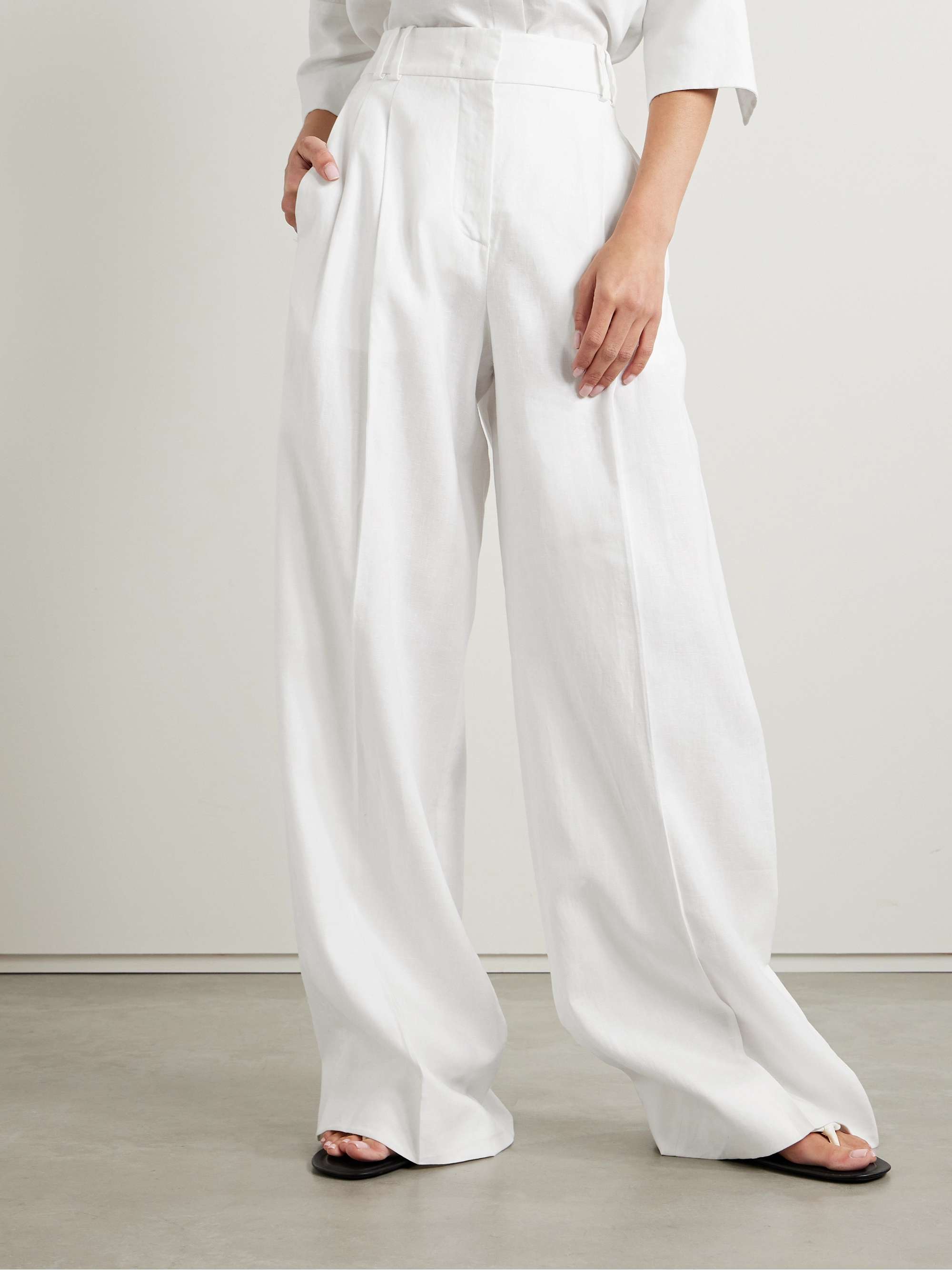 ANOTHER TOMORROW + NET SUSTAIN pleated linen wide-leg pants | NET-A-PORTER