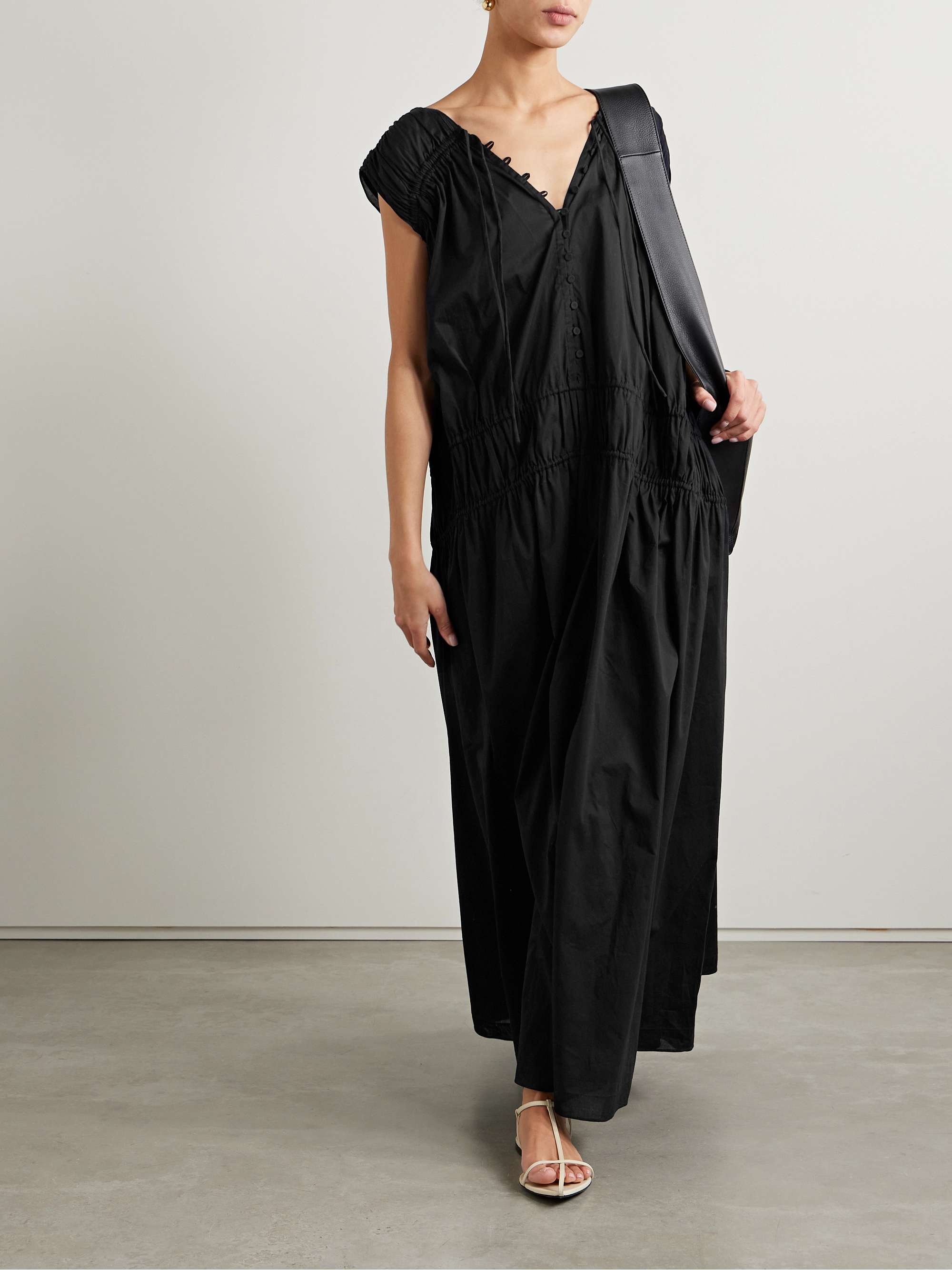 ANOTHER TOMORROW + NET SUSTAIN gathered organic cotton-voile maxi dress ...