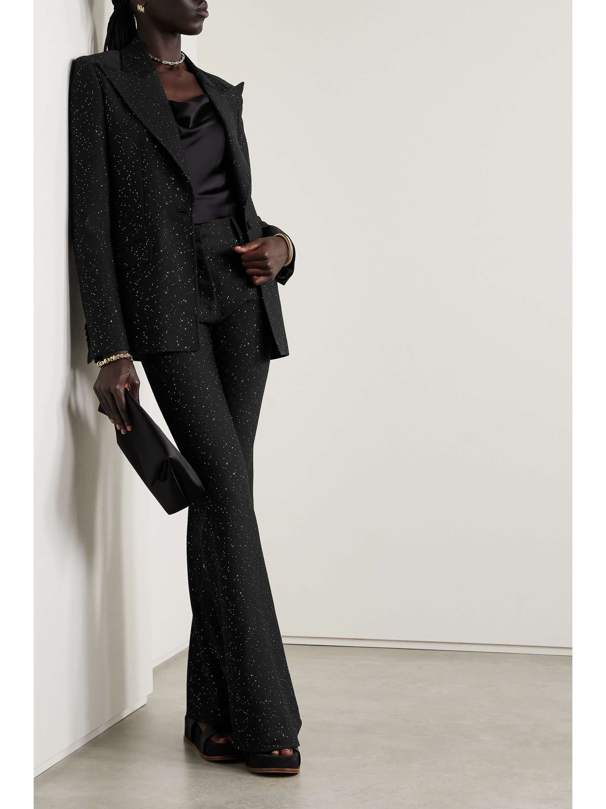 GABRIELA HEARST Allanon sequin-embellished wool-blend flared pants ...