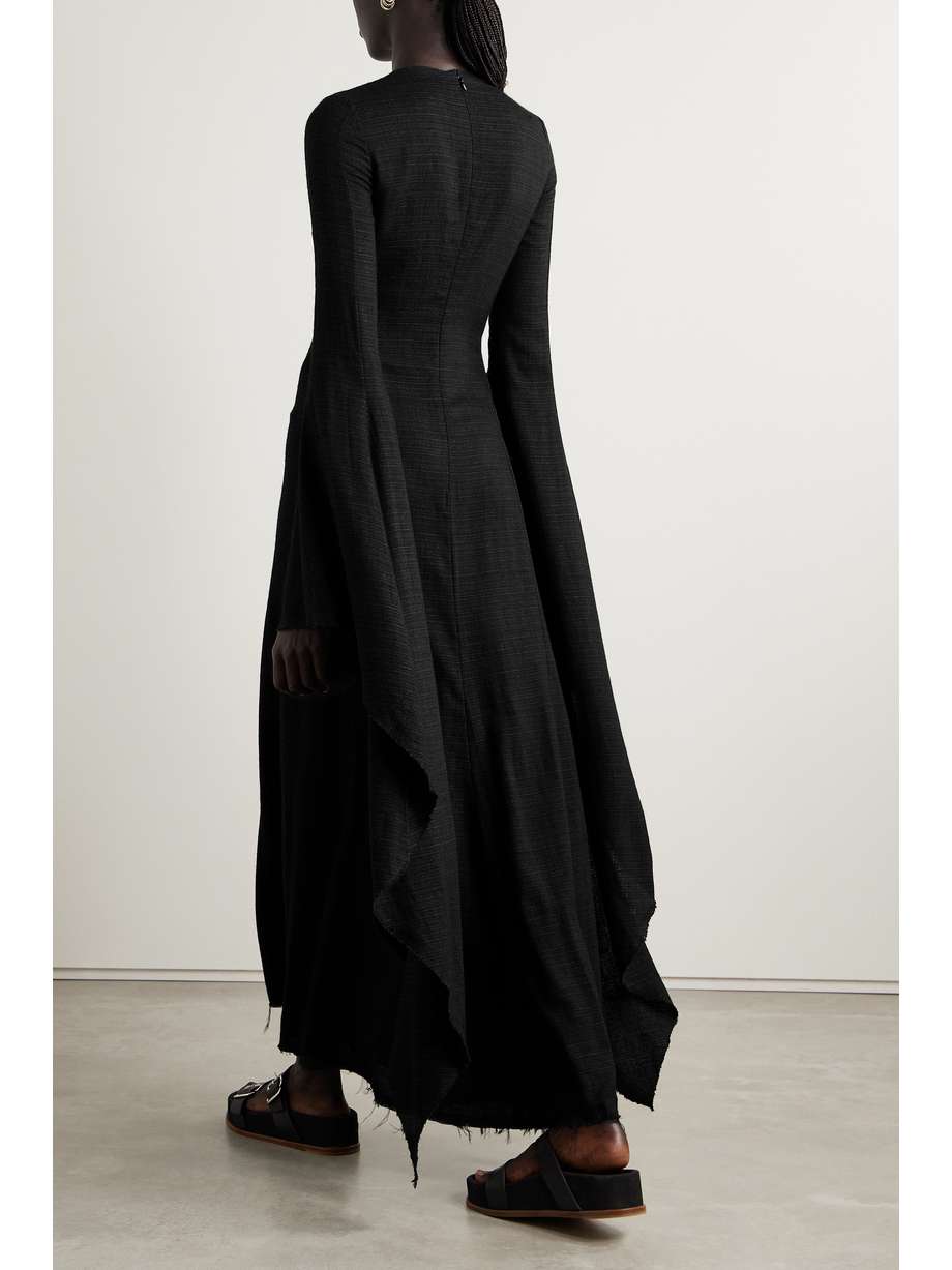 GABRIELA HEARST Sigrud frayed wool, silk and linen-blend maxi dress ...