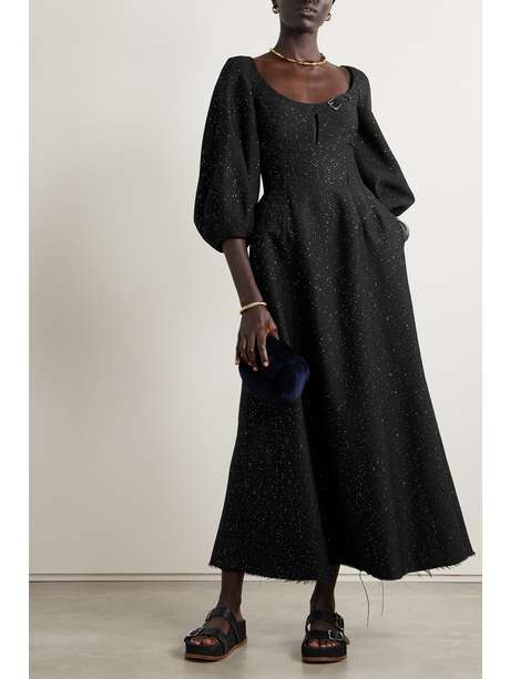 GABRIELA HEARST Madyn buckled cutout sequin-embellished wool-blend maxi ...