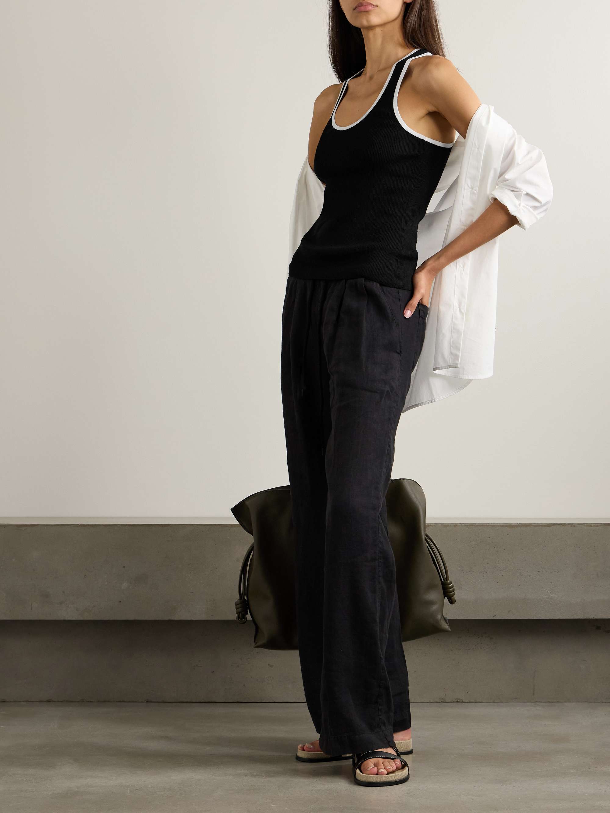 JAMES PERSE Ribbed linen-blend jersey tank | NET-A-PORTER