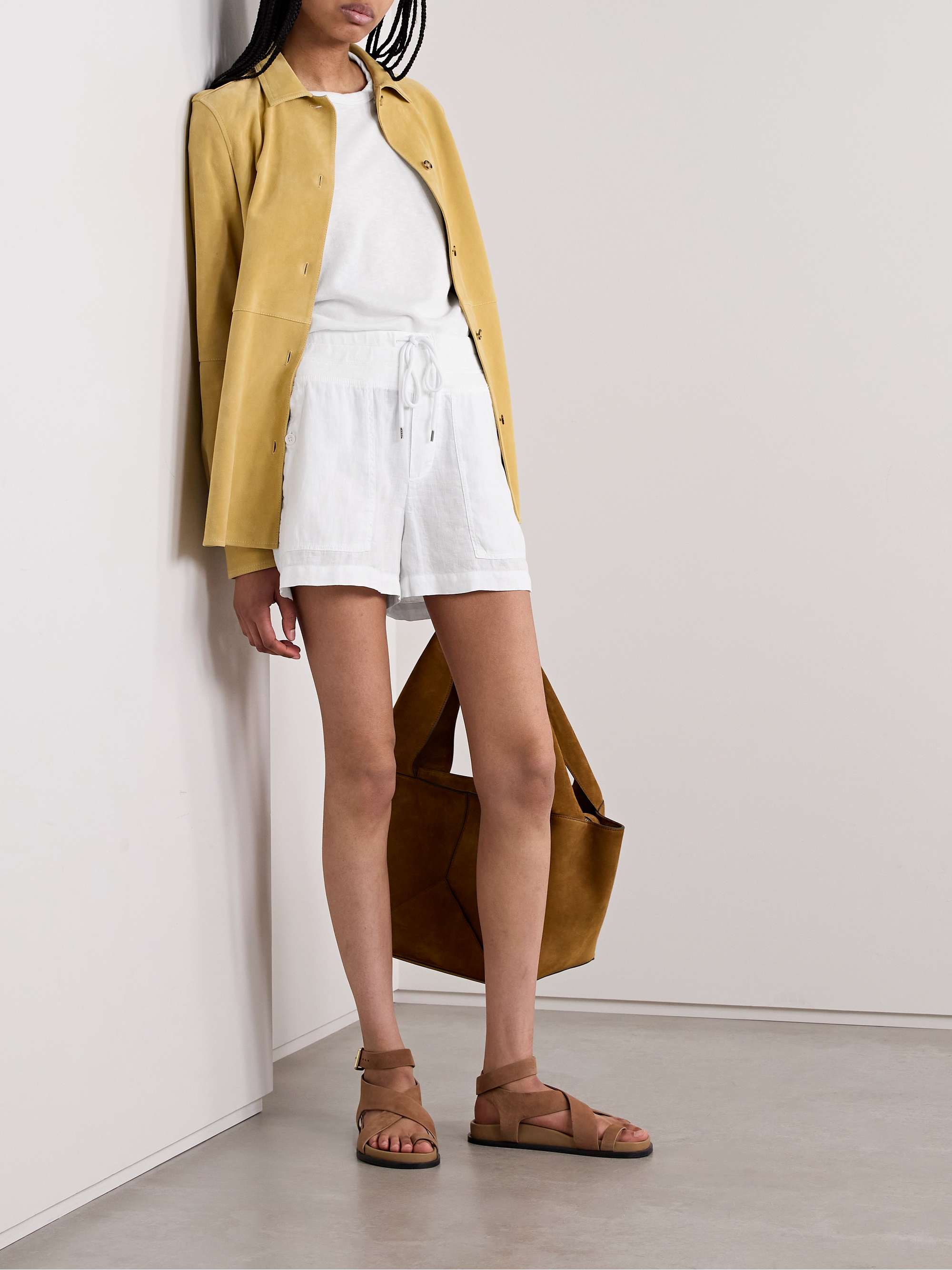 JAMES PERSE Cotton jersey-trimmed linen shorts | NET-A-PORTER