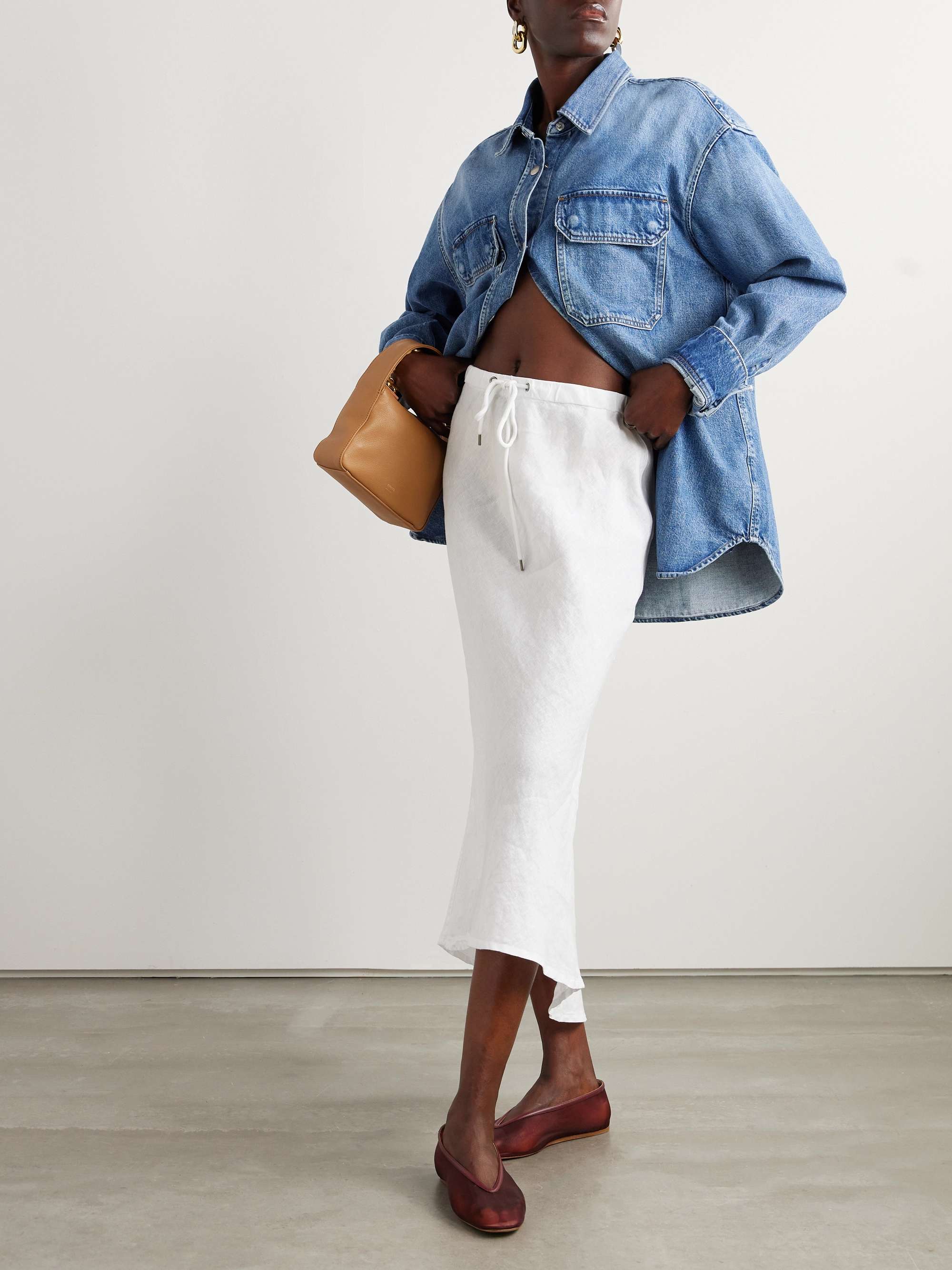 JAMES PERSE Surfside asymmetric linen skirt | NET-A-PORTER