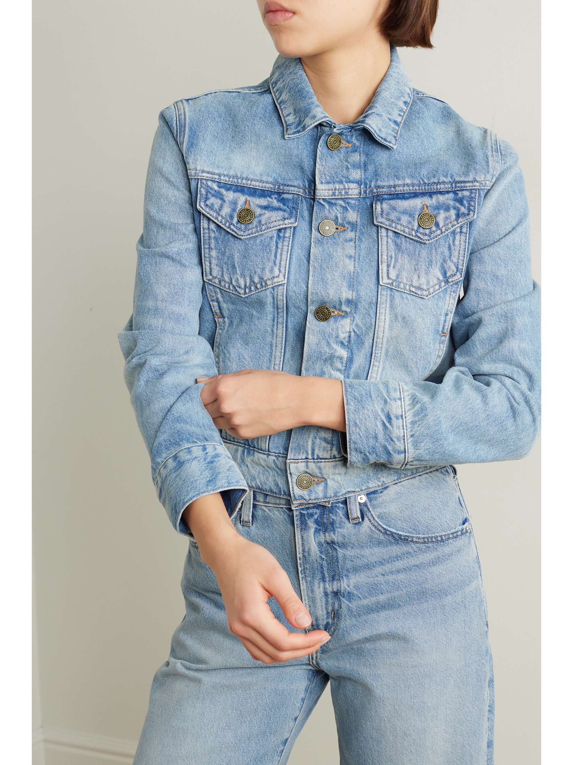 FRAME + NET SUSTAIN Shrunken Trucker cropped denim jacket | NET-A-PORTER