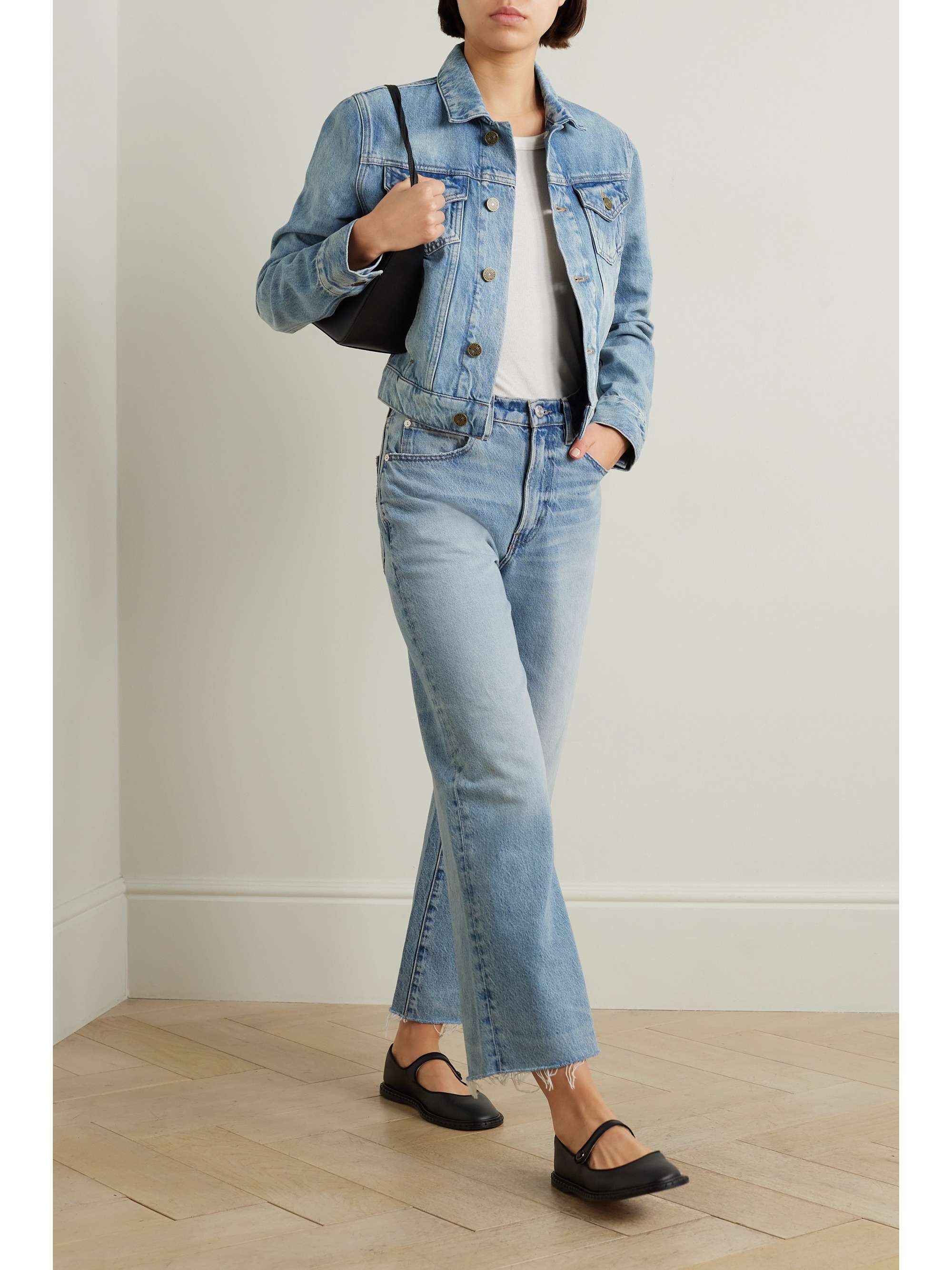 FRAME + NET SUSTAIN Shrunken Trucker cropped denim jacket | NET-A-PORTER