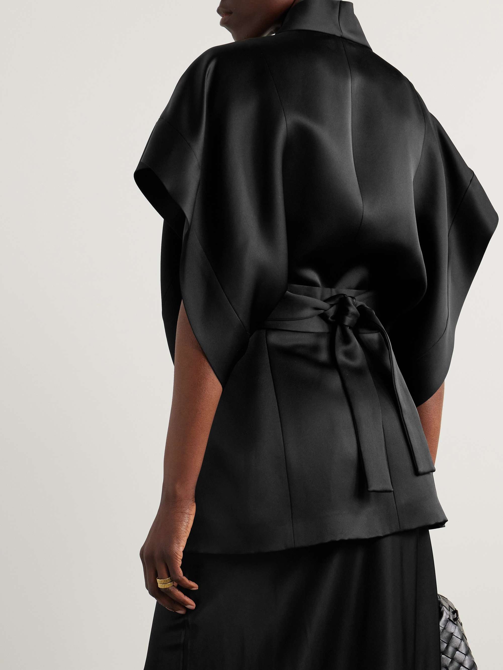LORO PIANA Martha silk-satin wrap blouse | NET-A-PORTER