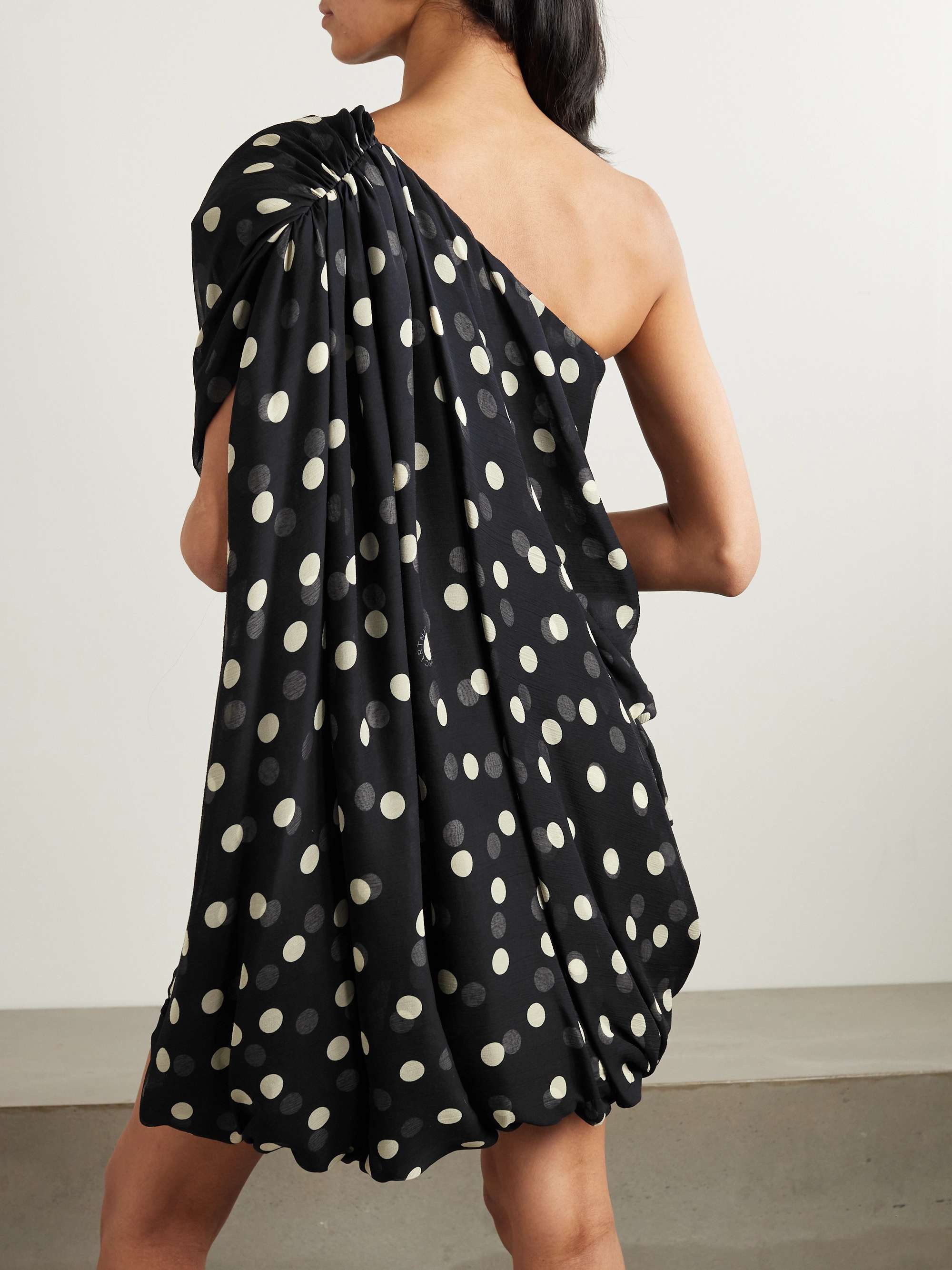 STELLA MCCARTNEY One-shoulder draped polka-dot silk-voile mini dress | NET-A-PORTER