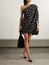 STELLA MCCARTNEY One-shoulder draped polka-dot silk-voile mini dress | NET-A-PORTER