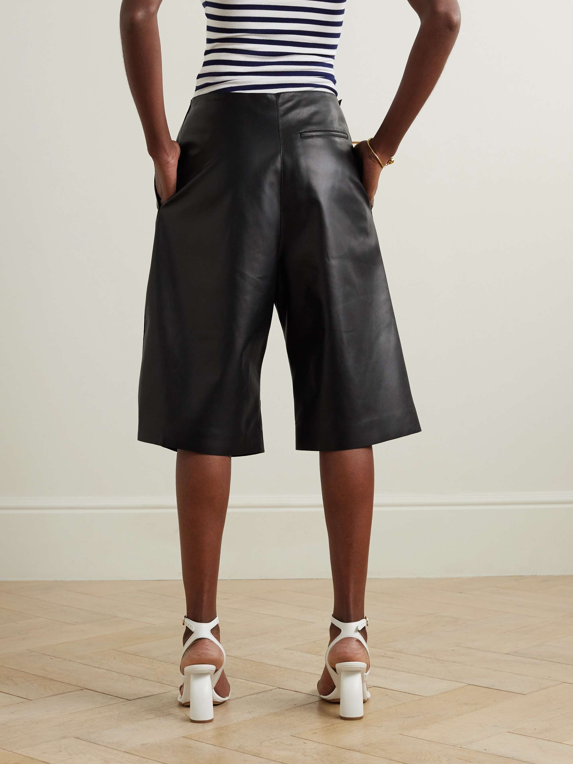 LOEWE Embellished draped leather shorts | NET-A-PORTER