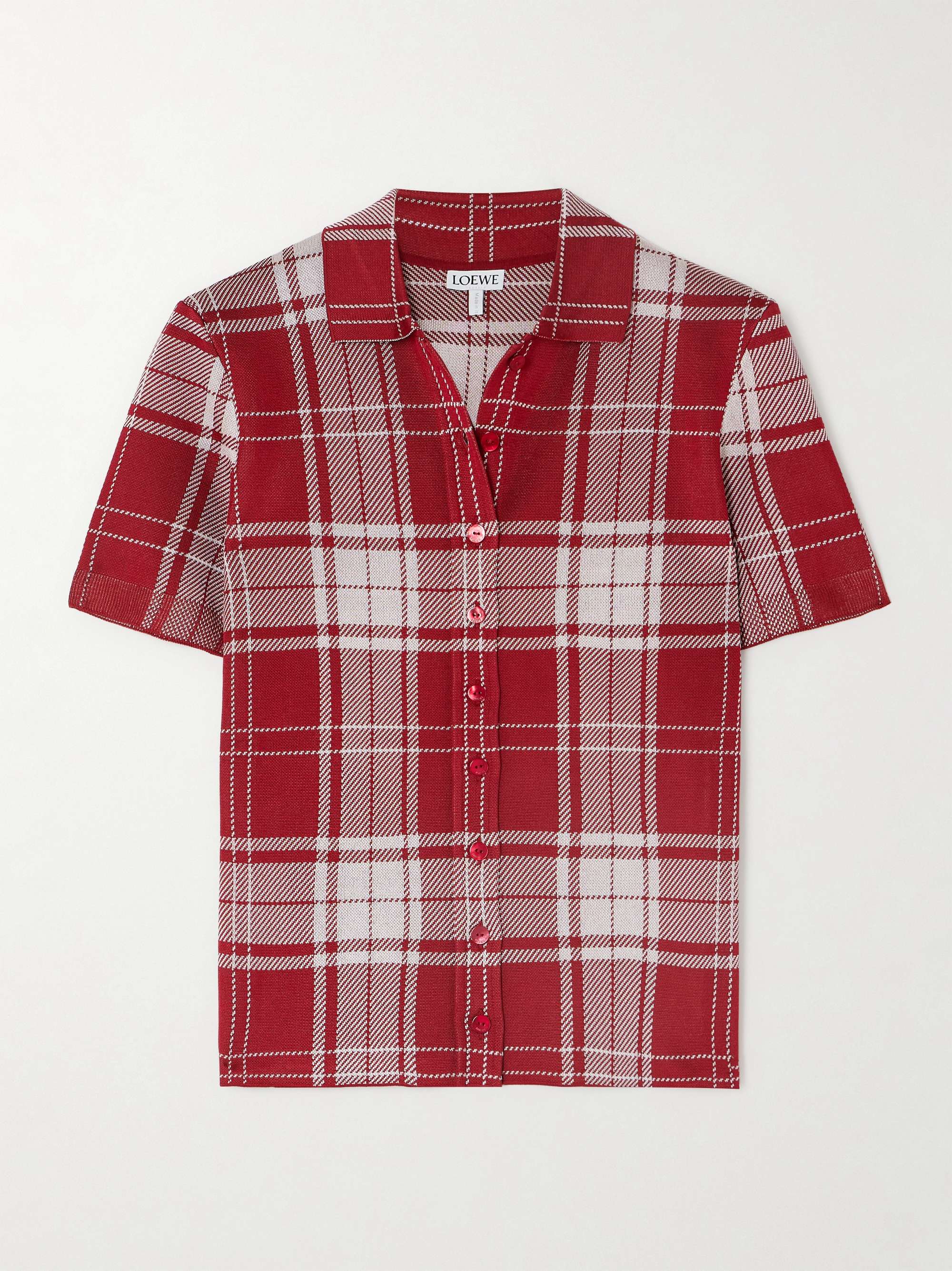 LOEWE Cropped checked silk-blend jacquard polo shirt | NET-A-PORTER