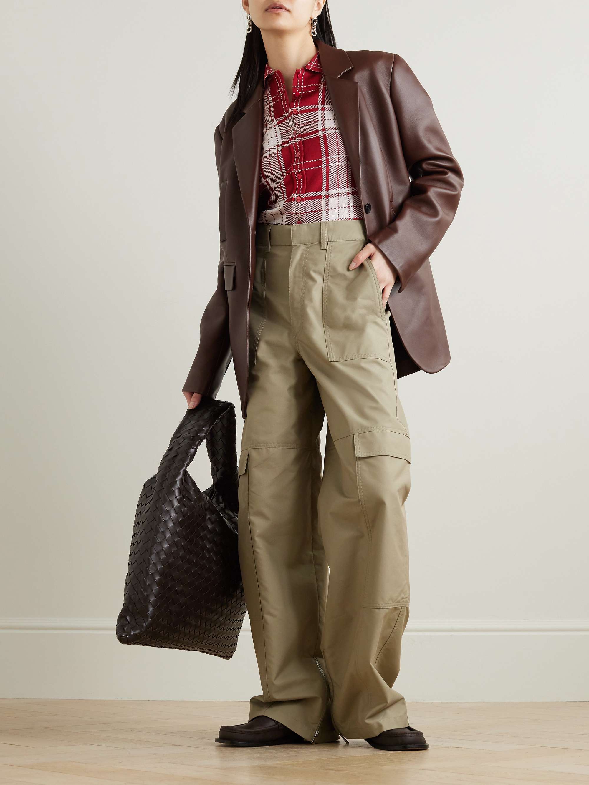 LOEWE Cropped checked silk-blend jacquard polo shirt | NET-A-PORTER
