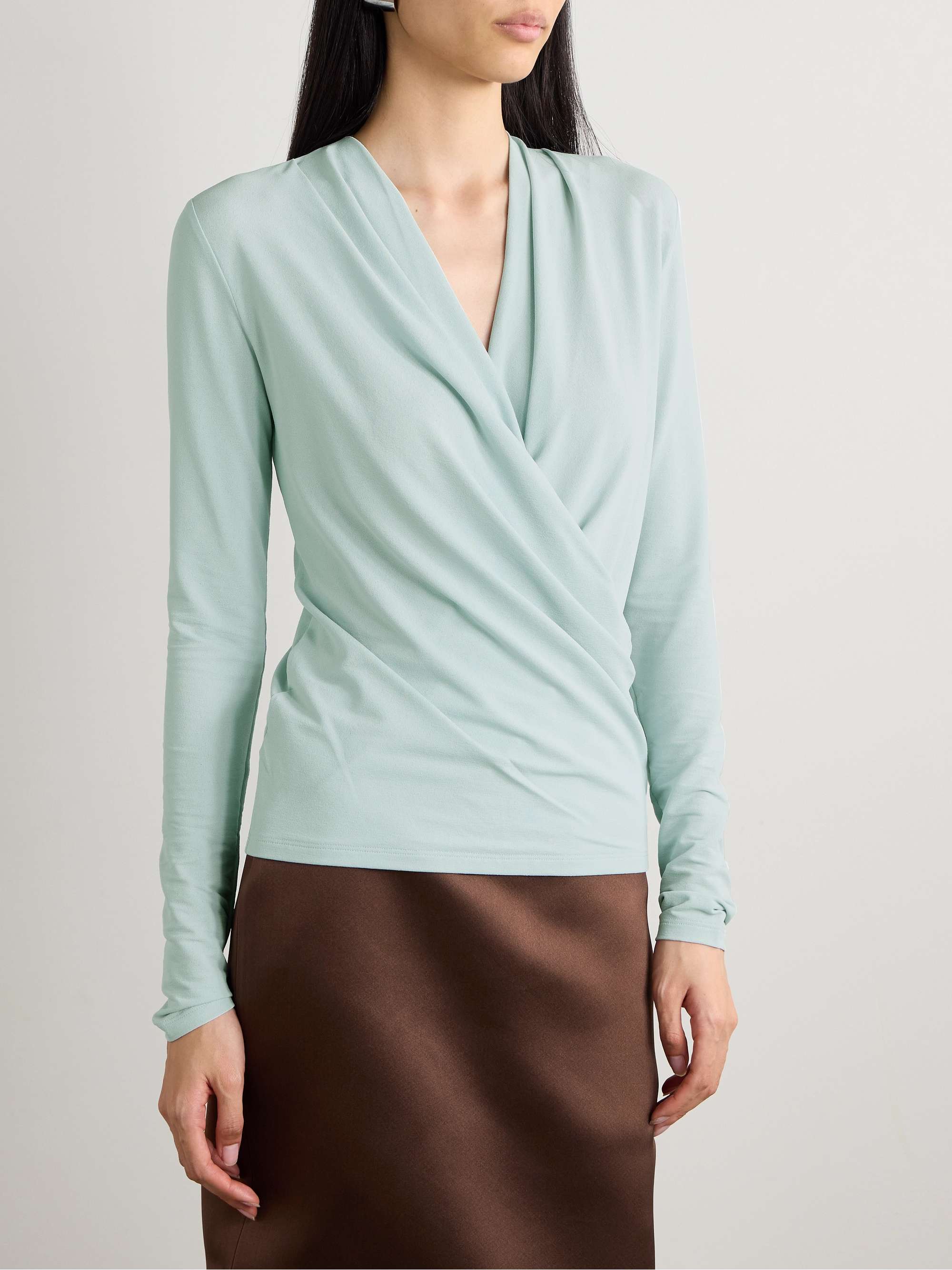 GIVENCHY Draped wrap-effect stretch-crepe top | NET-A-PORTER