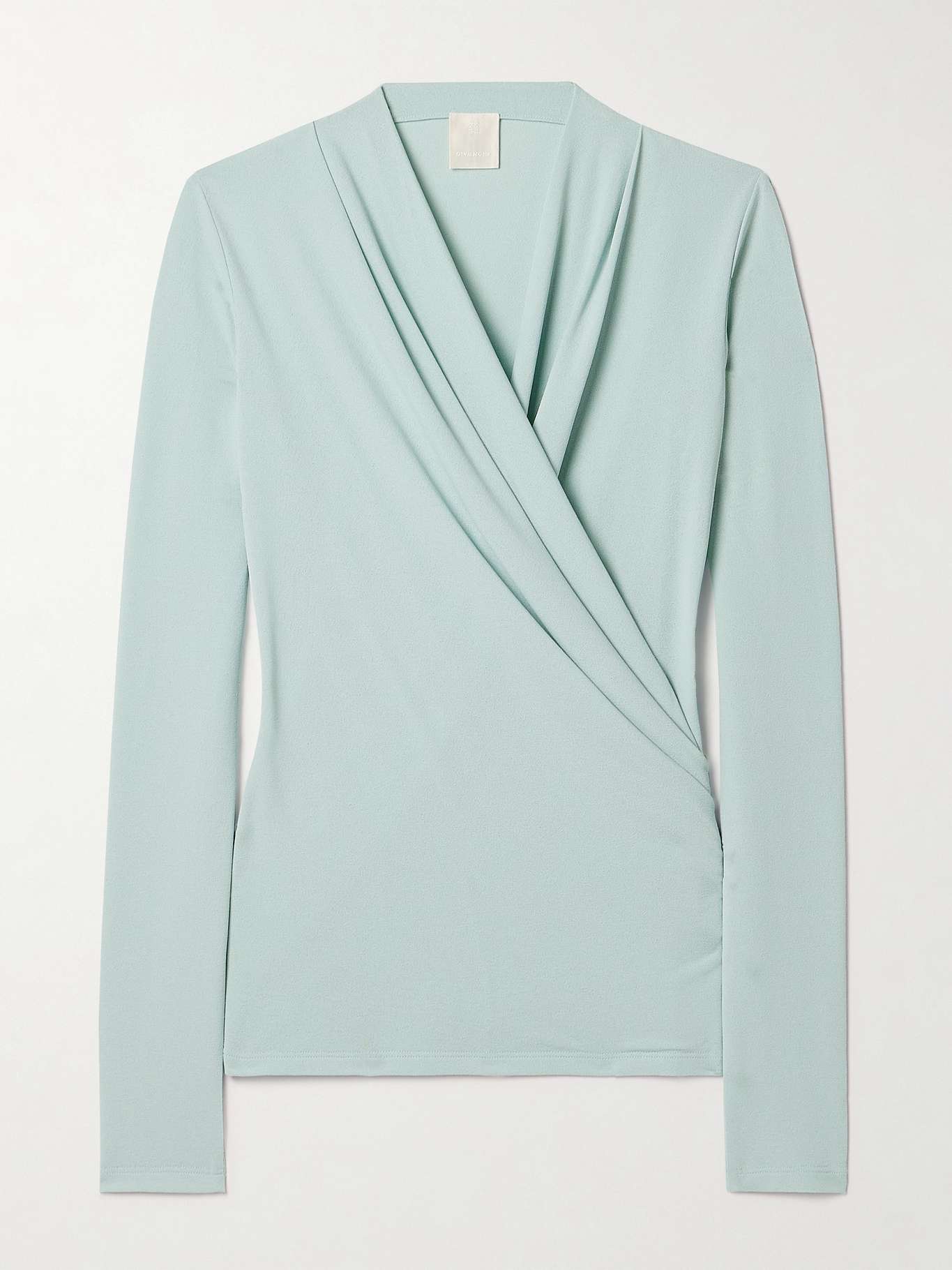 Blue Draped wrap-effect stretch-crepe top | GIVENCHY | NET-A-PORTER
