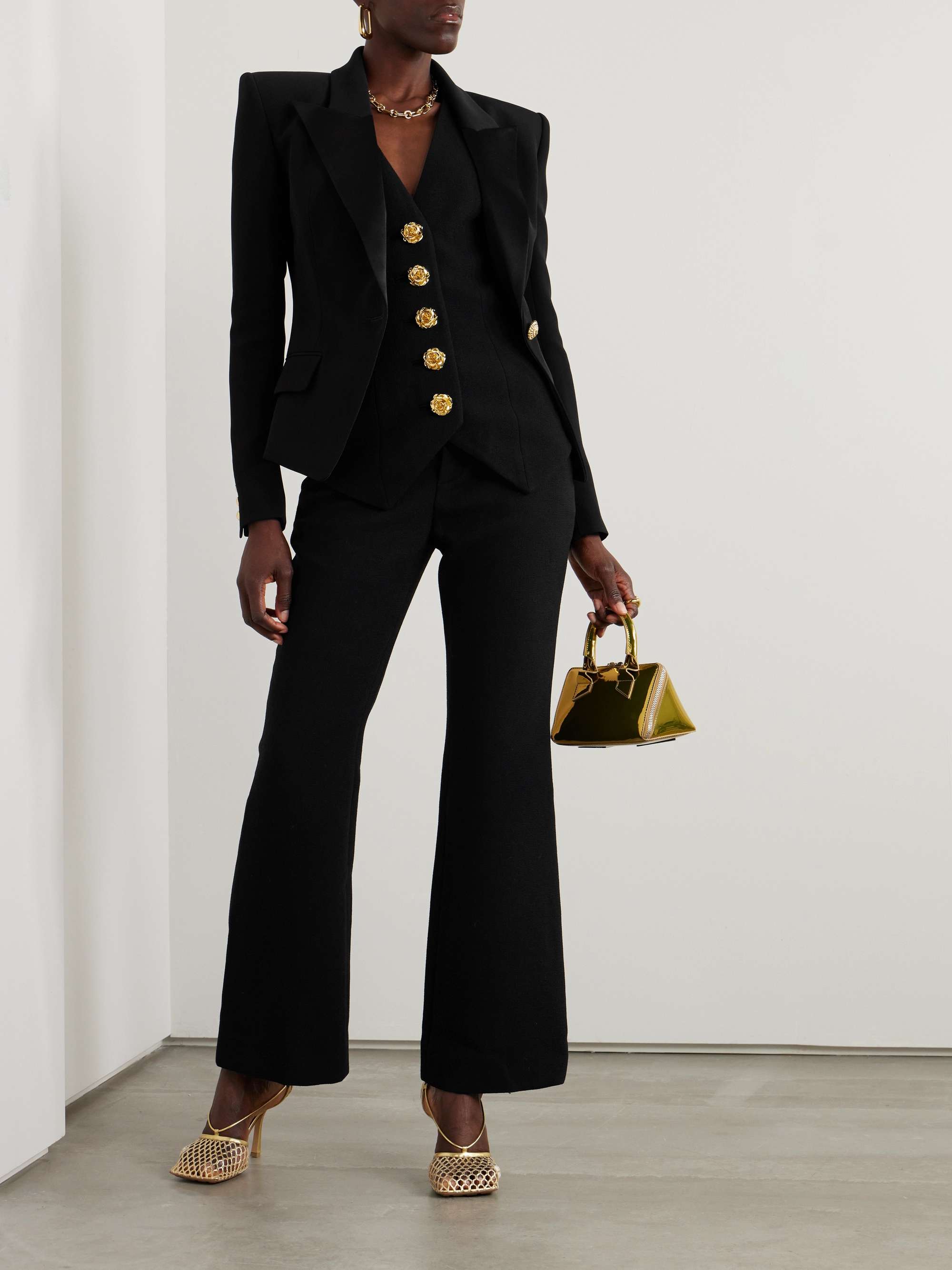 BALMAIN Wool-crepe flared pants | NET-A-PORTER
