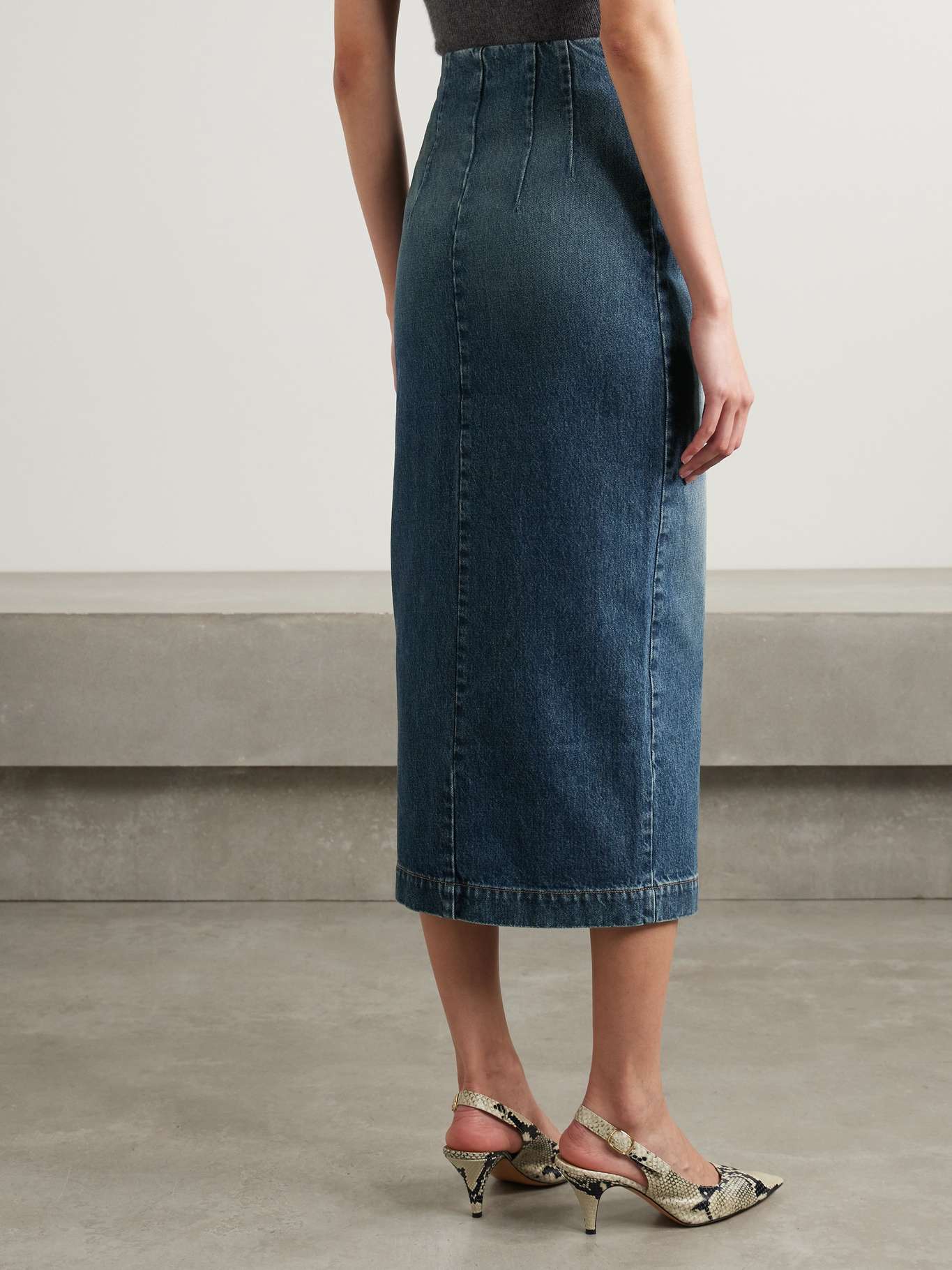 Mid denim Ruly denim midi skirt | KHAITE | NET-A-PORTER