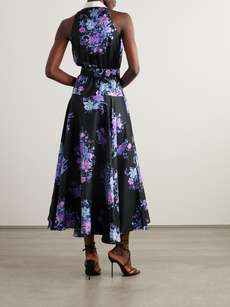 RODARTE Belted floral-print silk-twill midi dress | NET-A-PORTER