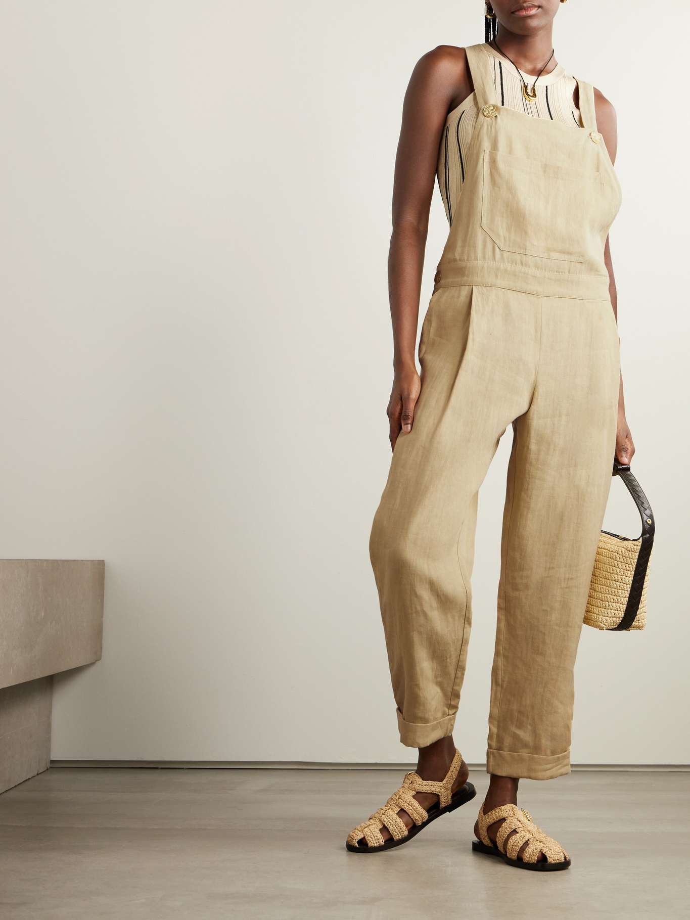 LE KASHA Sharani linen overalls | NET-A-PORTER