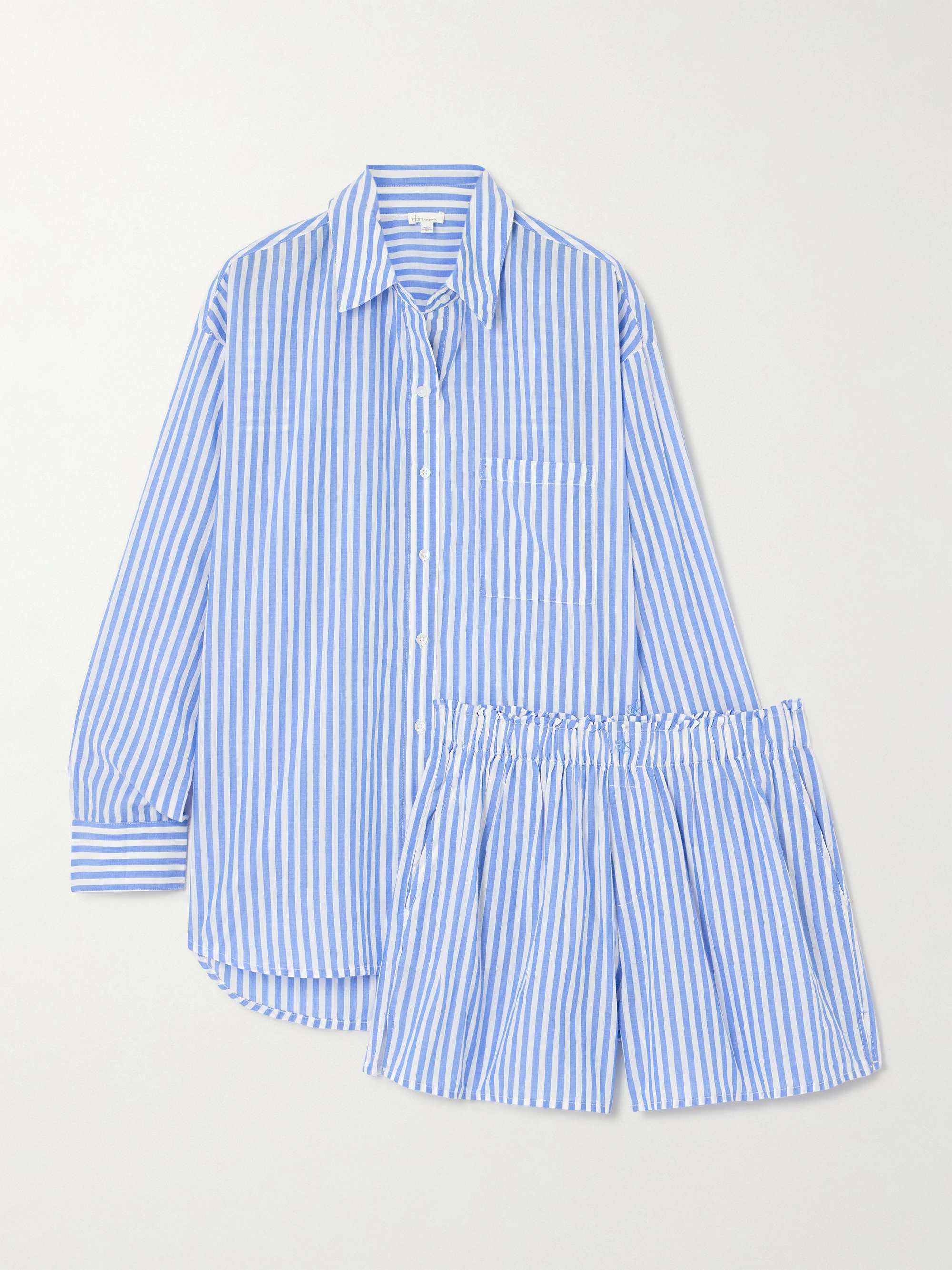 SKIN Serena striped organic cotton pajama set | NET-A-PORTER