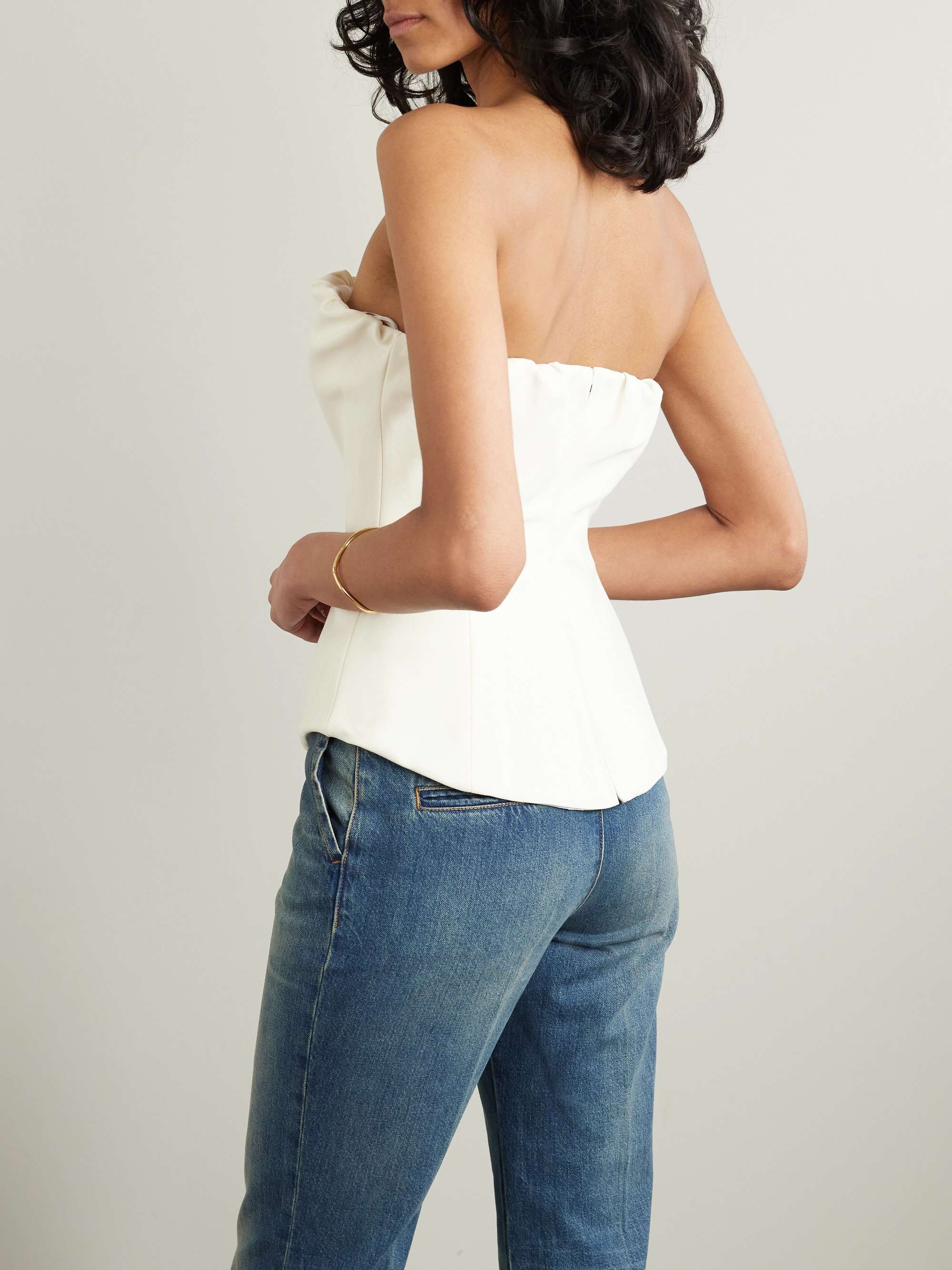 VICTORIA BECKHAM Gathered cotton-canvas bustier top | NET-A-PORTER