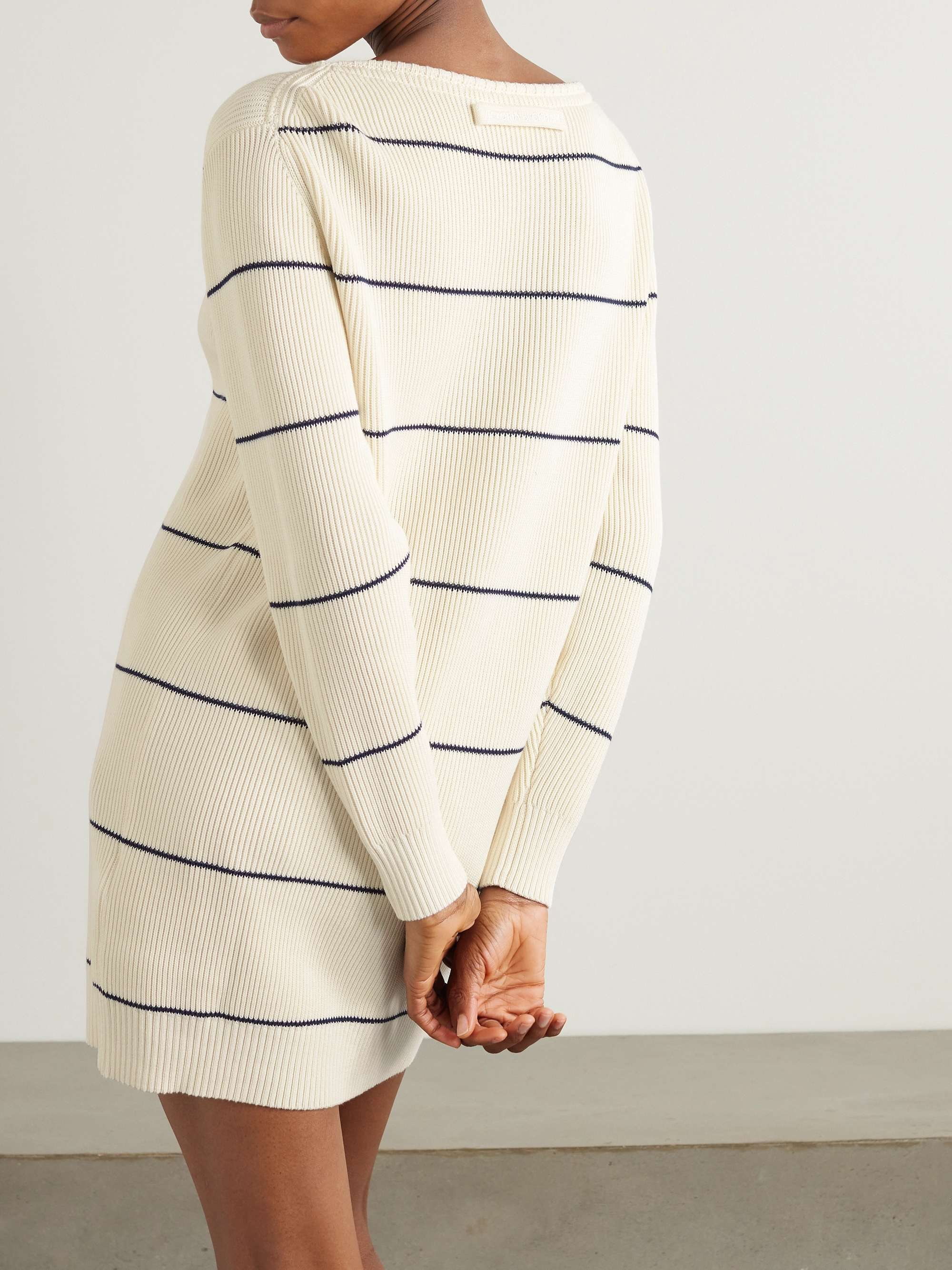 VICTORIA BECKHAM Striped ribbed cotton-blend mini dress | NET-A-PORTER