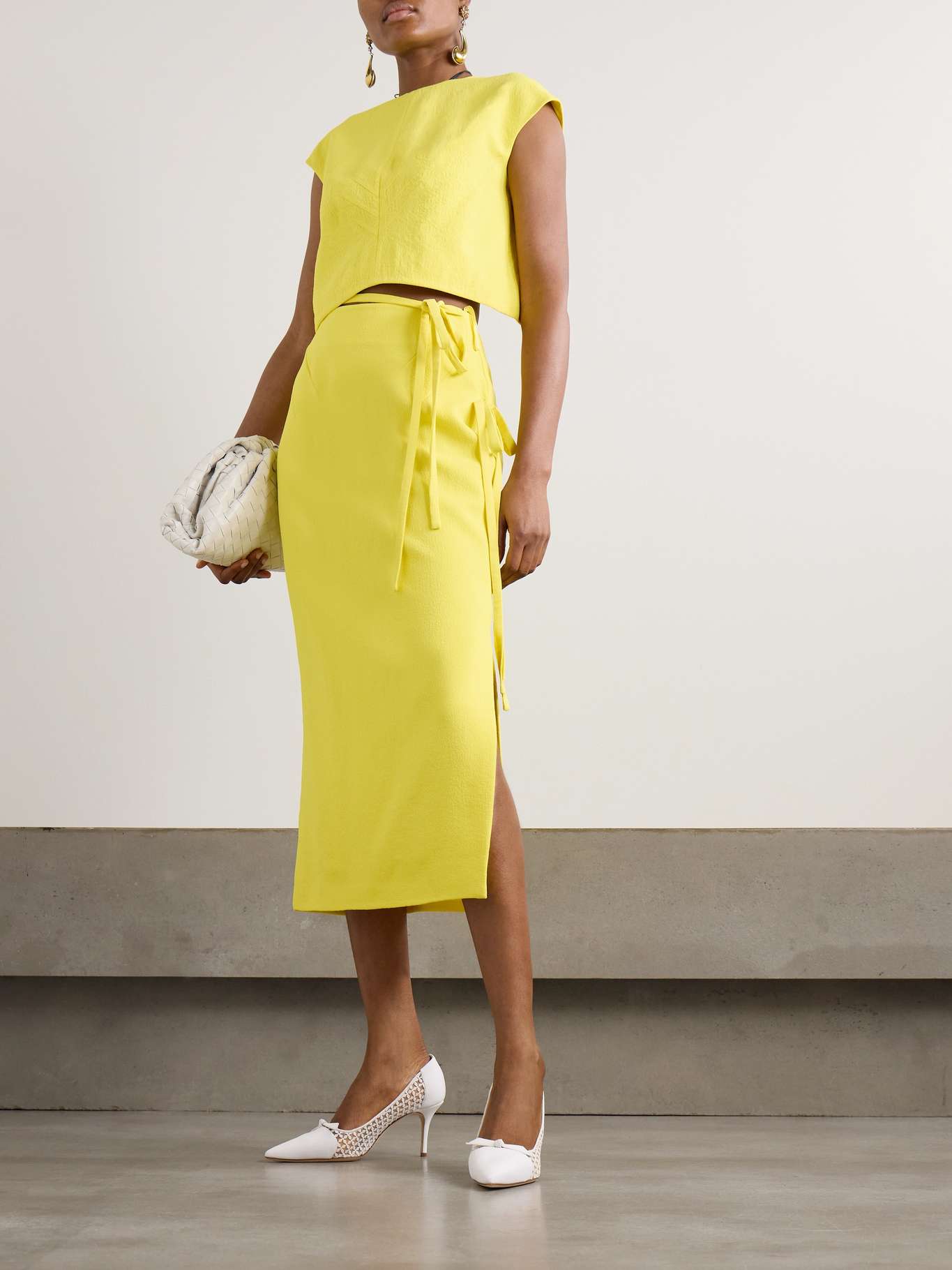 EMILIA WICKSTEAD Rieve tie-detailed crepe midi skirt | NET-A-PORTER