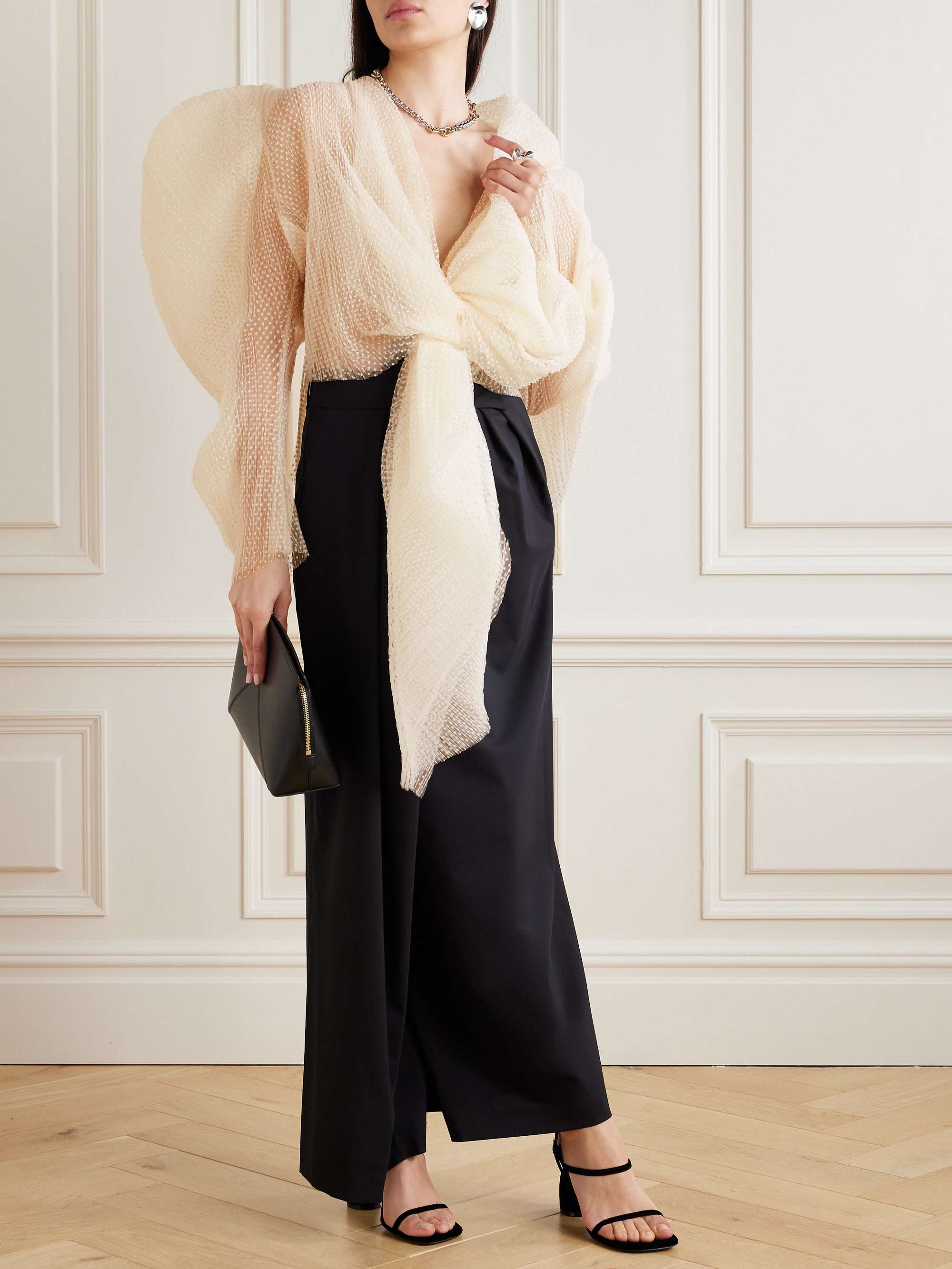 A.W.A.K.E. MODE Knotted polka-dot tulle top | NET-A-PORTER