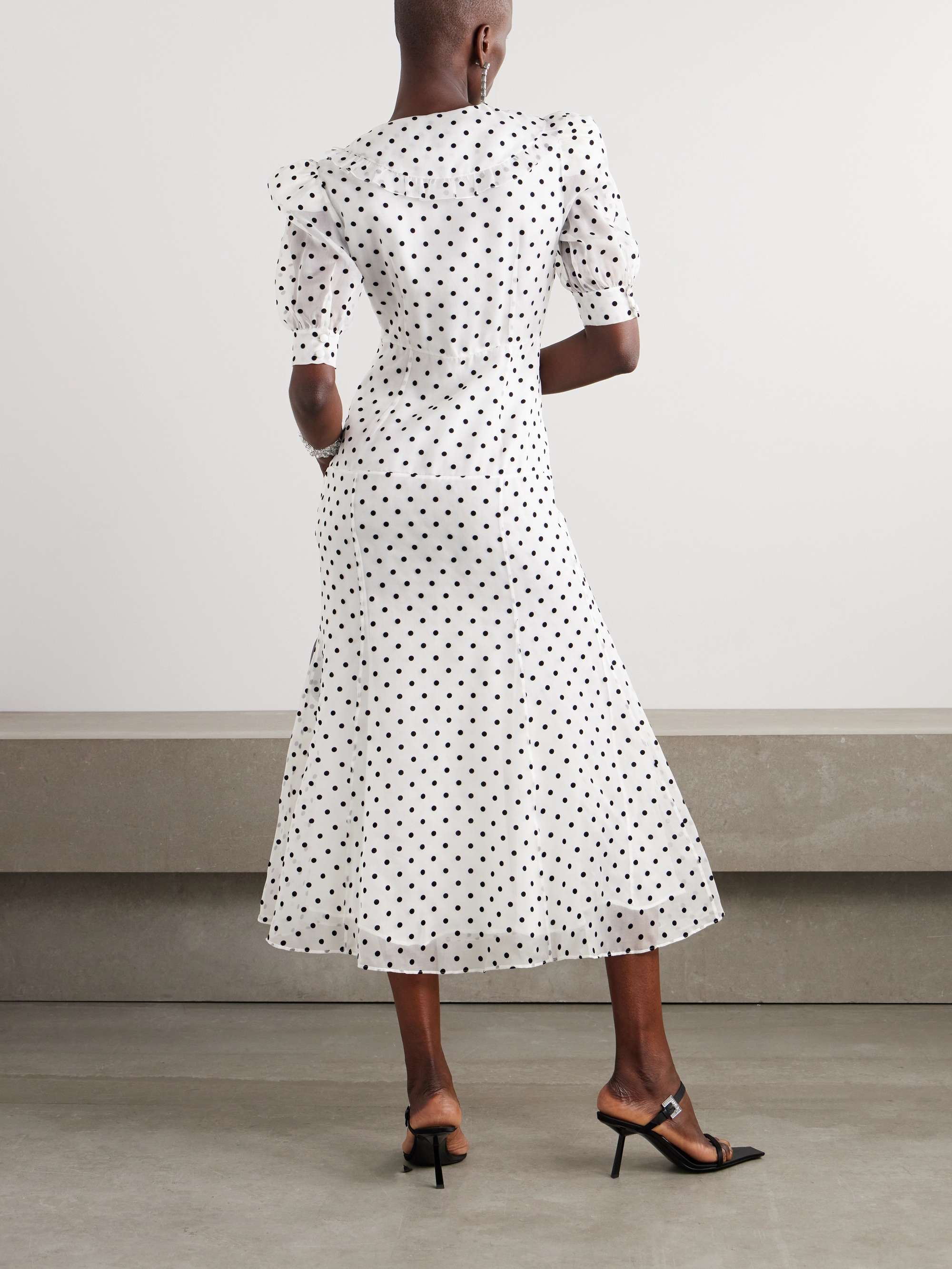 ALESSANDRA RICH Embellished polka-dot flocked silk-organza midi dress | NET-A-PORTER