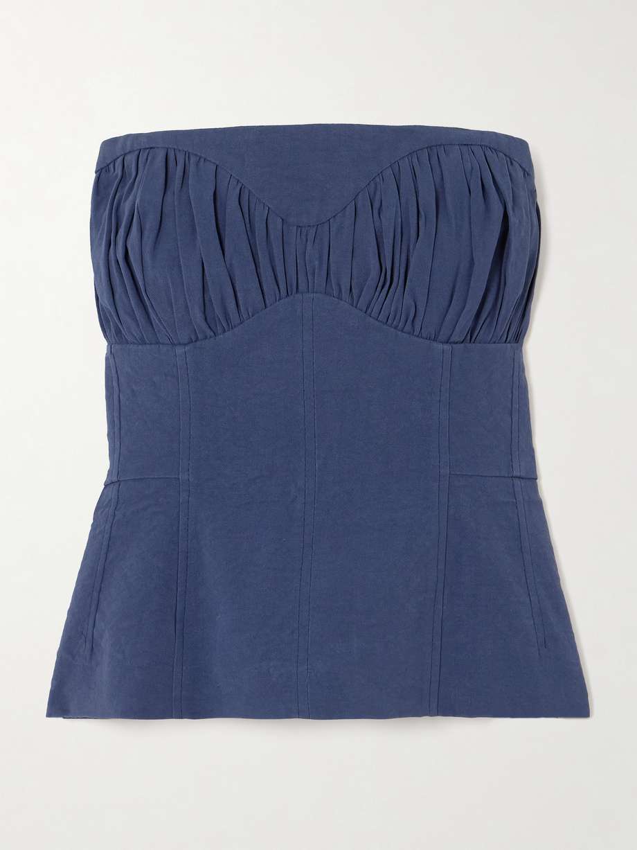 TOVE Ruby gathered linen-blend twill peplum bustier top | NET-A-PORTER